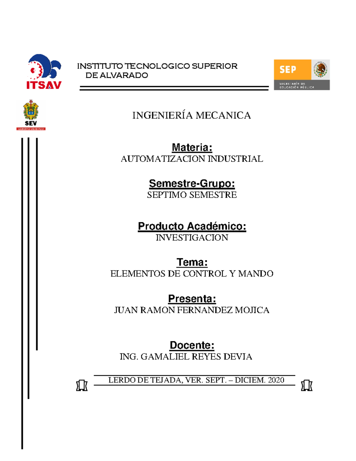 Investigacion elementos de control y mando - INGENIERÍA MECANICA ...