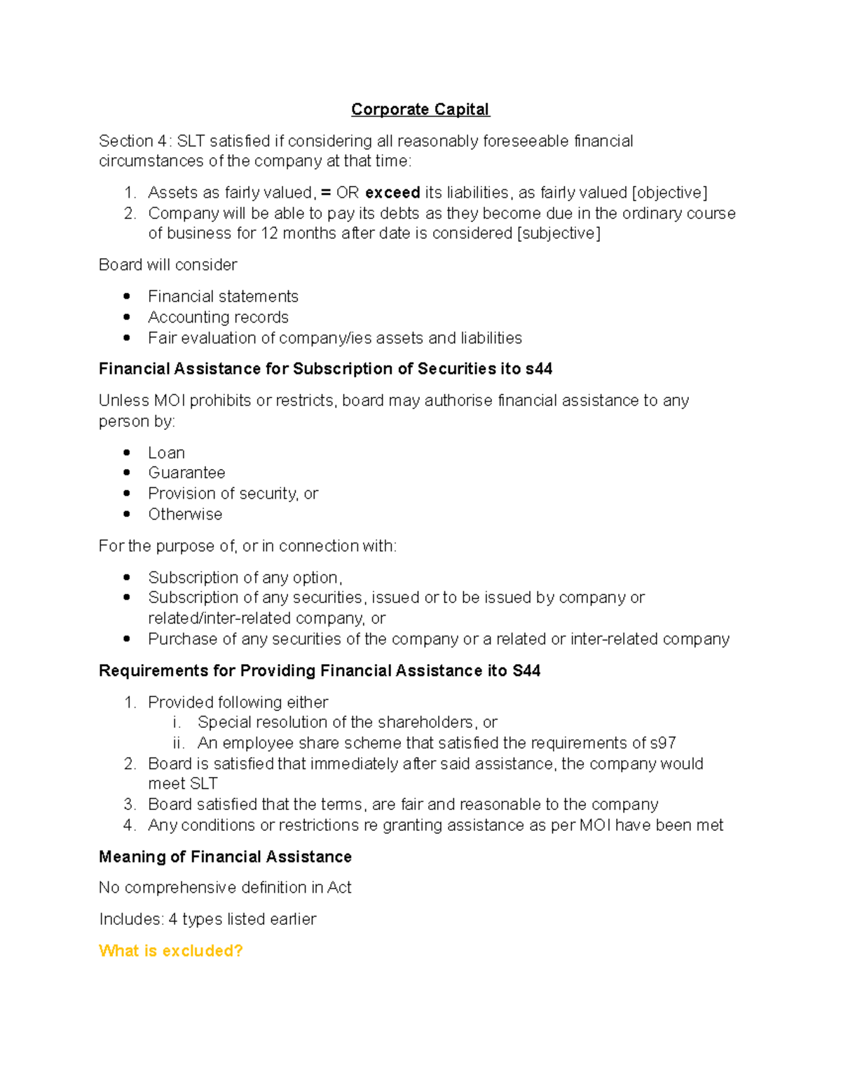 Corporate Capital - Notes - Corporate Capital Section 4: SLT satisfied ...
