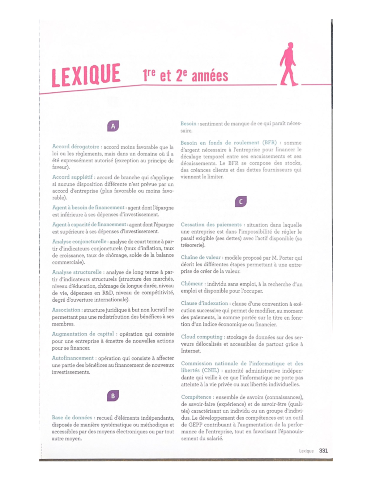 Lexique CEJM 1ère et deuxième année - Economie d'entreprise - Studocu