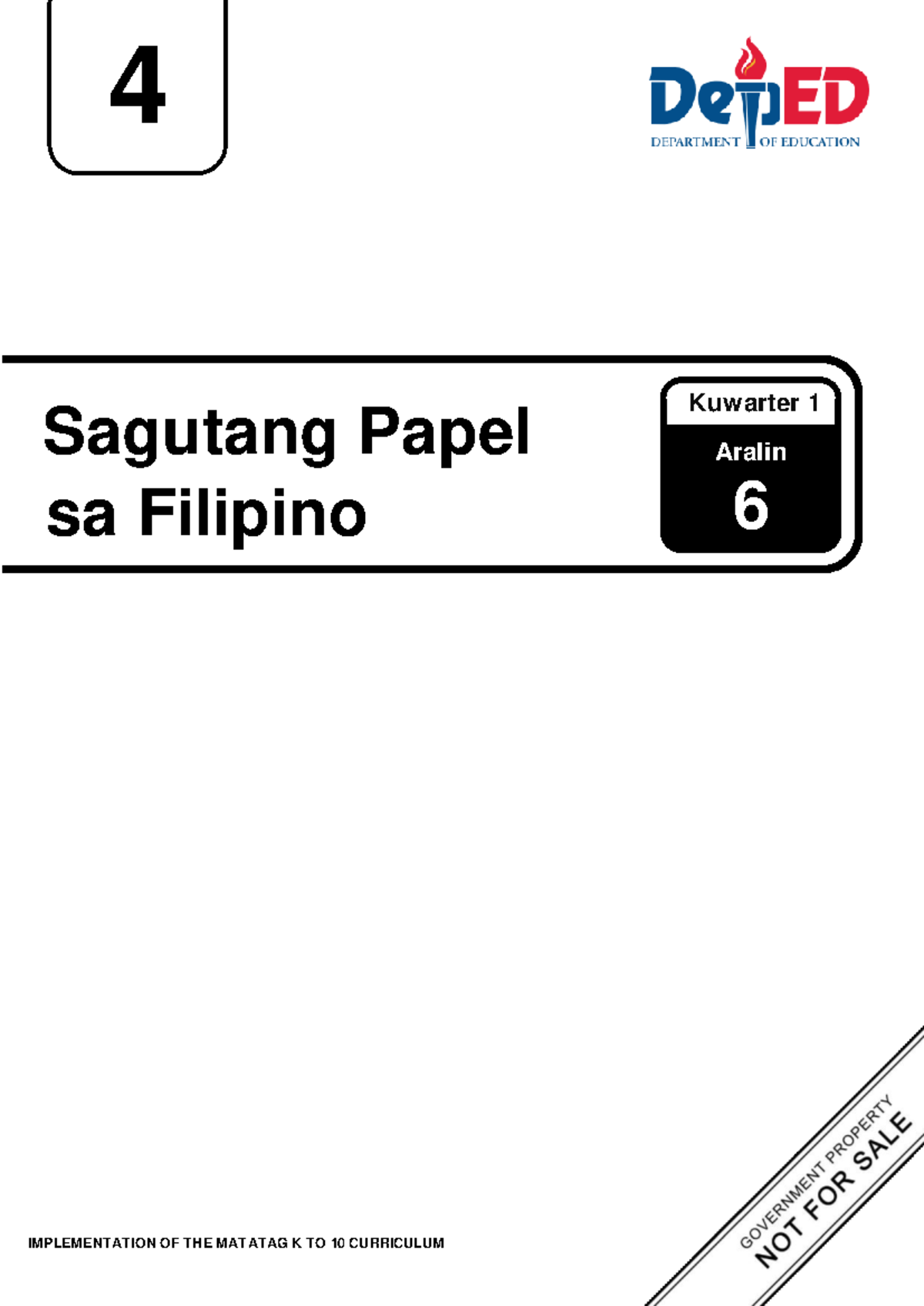 Filipino 4 Reading Exemplar - IMPLEMENTATION OF THE MATATAG K TO 10 ...