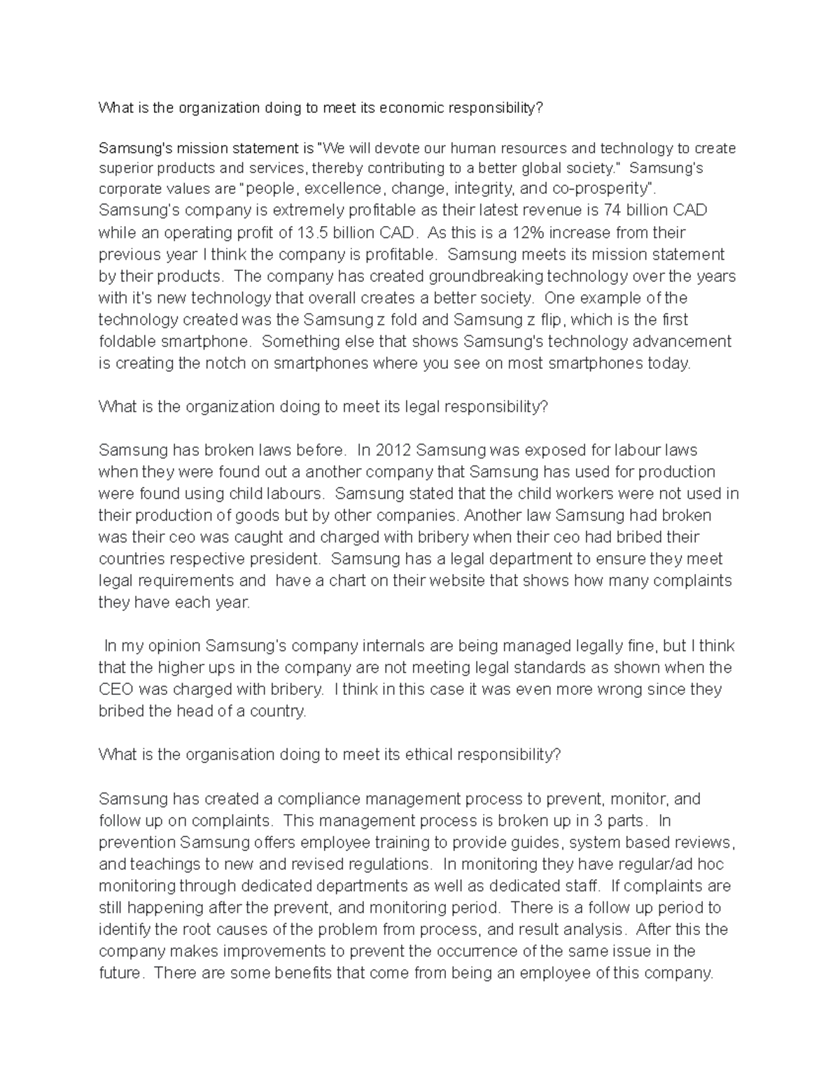 Samsung csr with sources - What is the organization doing to meet its ...