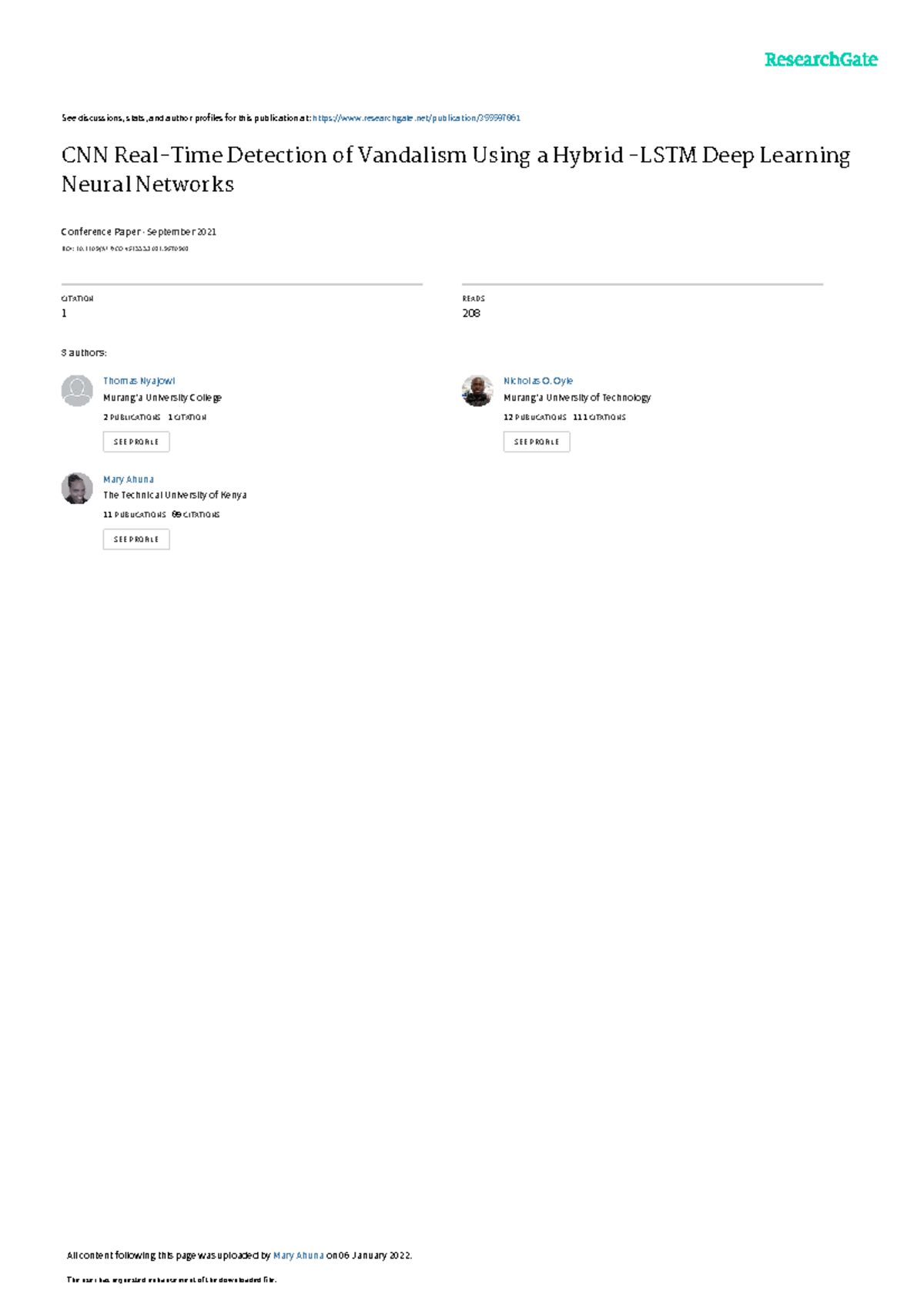 CNN Real-Time Detection of Vandalism Using a Hybrid -LSTM Deep Learning ...
