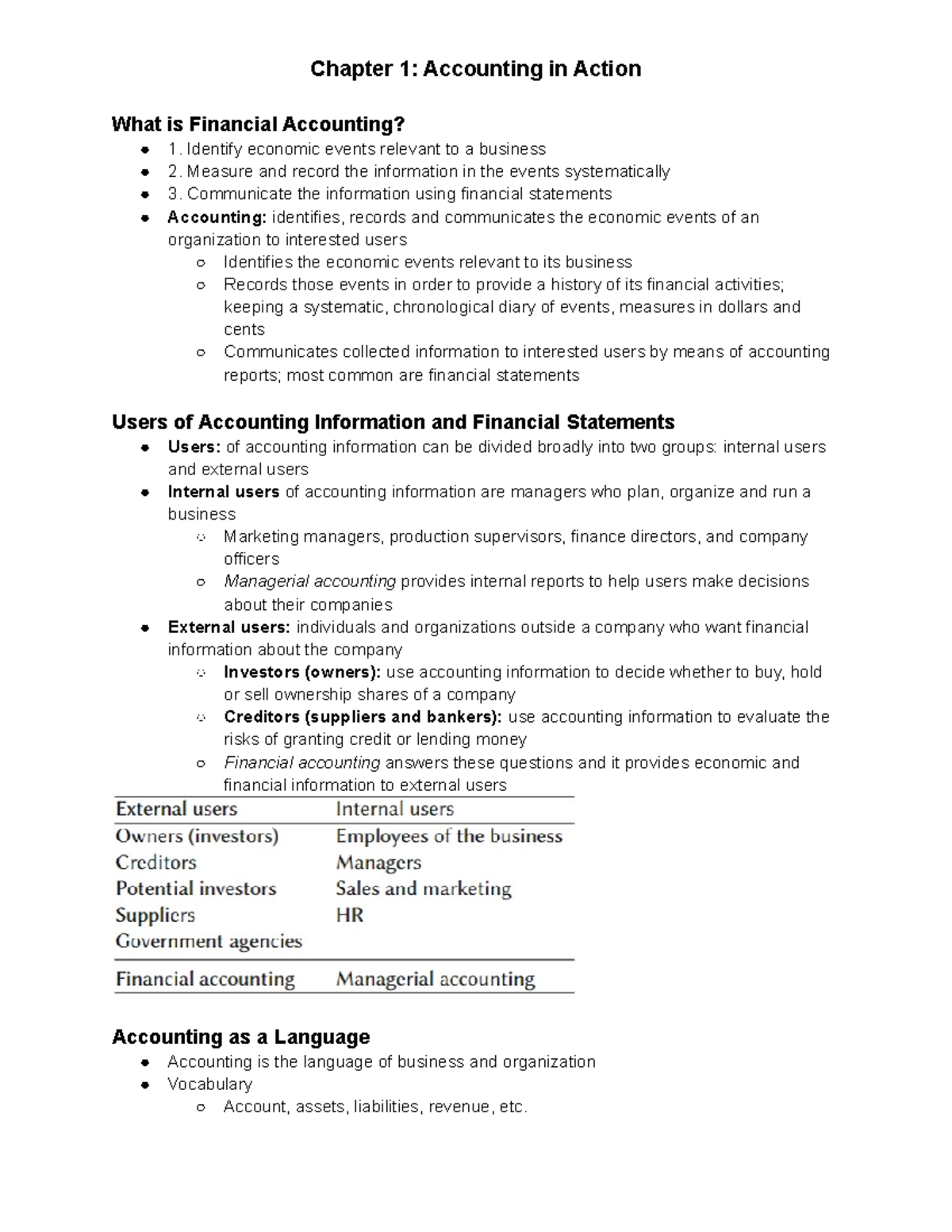 Chapter 1 Accounting in Action - Chapter 1: Accounting in Action What is Financial Accounting? 1 ...