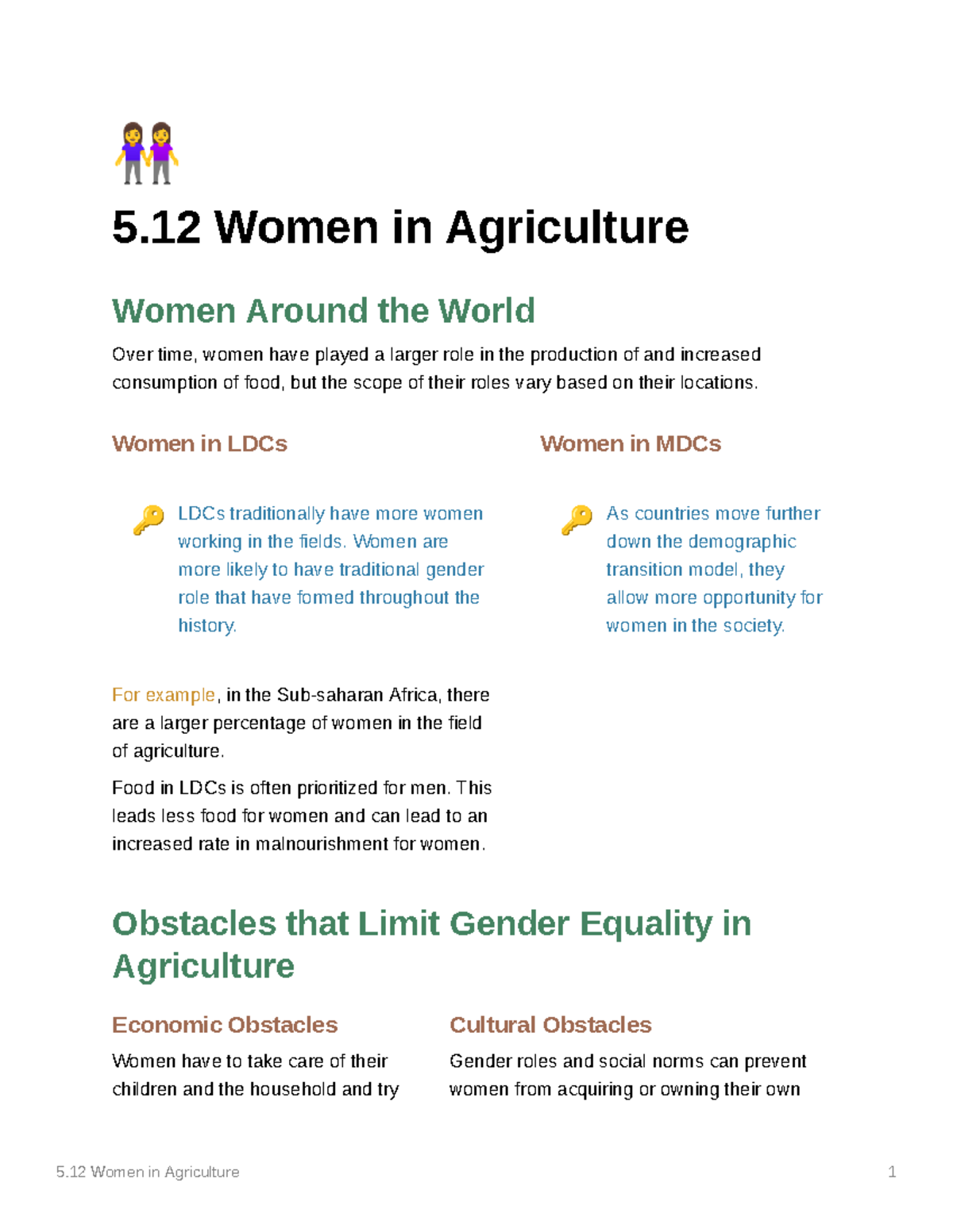 Women in agriculture - Professor: Benjamin Sinn - 5 Women in ...