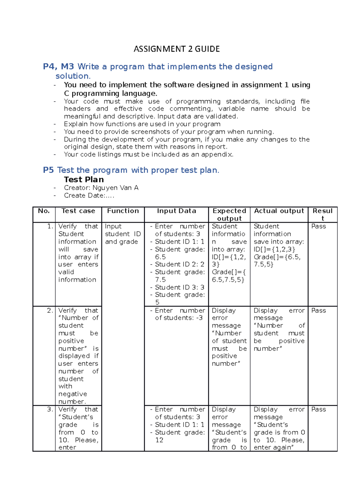 Assignment 2 Guide 1 Fwfwfafw Assignment 2 Guide P4 M3 Write A Program That Implements The