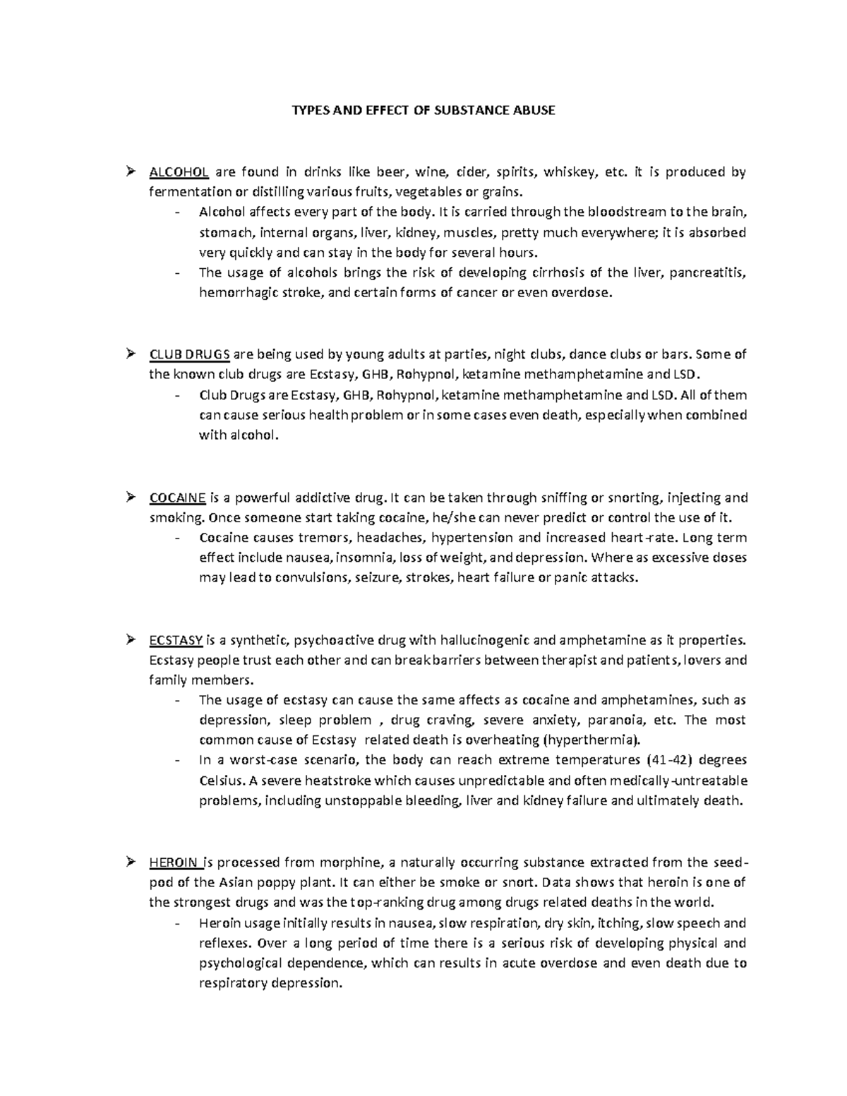 NSTP DRUG Education-6-7 - TYPES AND EFFECT OF SUBSTANCE ABUSE ALCOHOL ...
