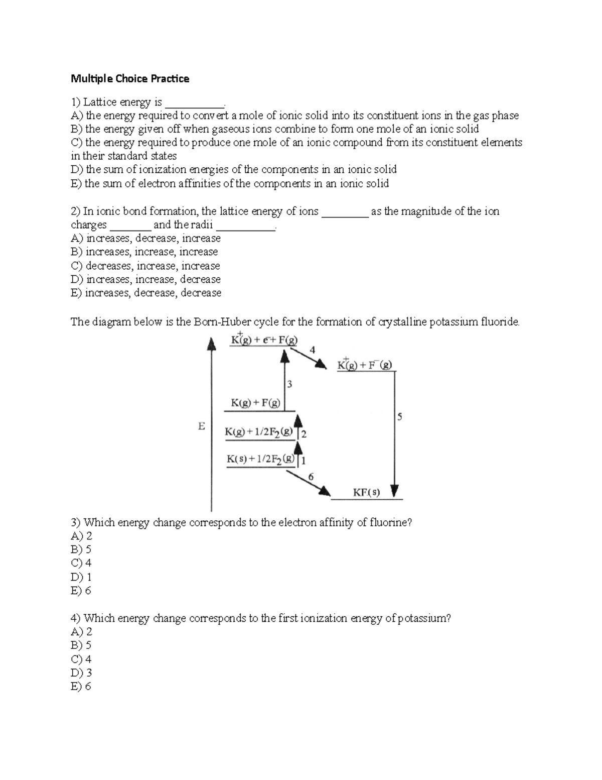 Multiple Choice Practice Chapter 10 - Multiple Choice Practice Lattice ...