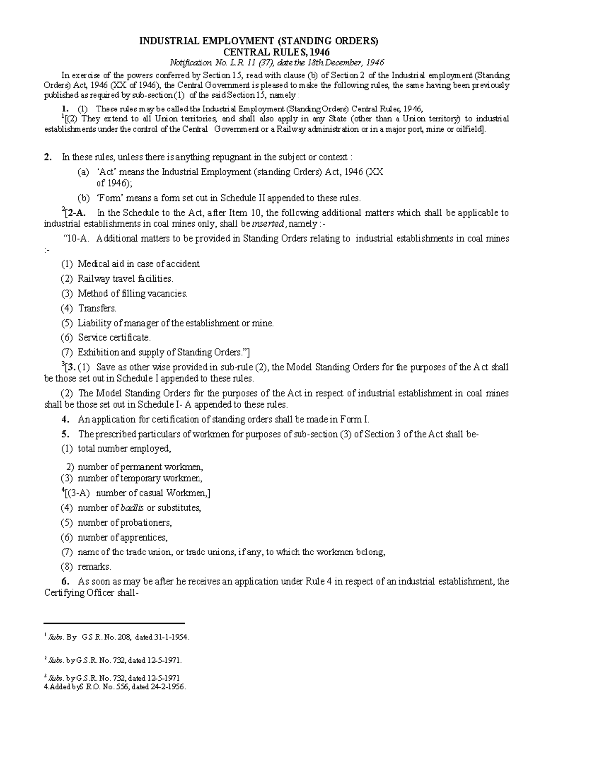 Industrial employment standing orders rules - INDUSTRIAL EMPLOYMENT ...