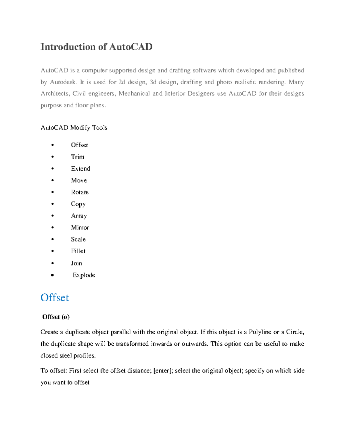 Auto CAD-11 - study materials - Introduction of AutoCAD AutoCAD is a ...