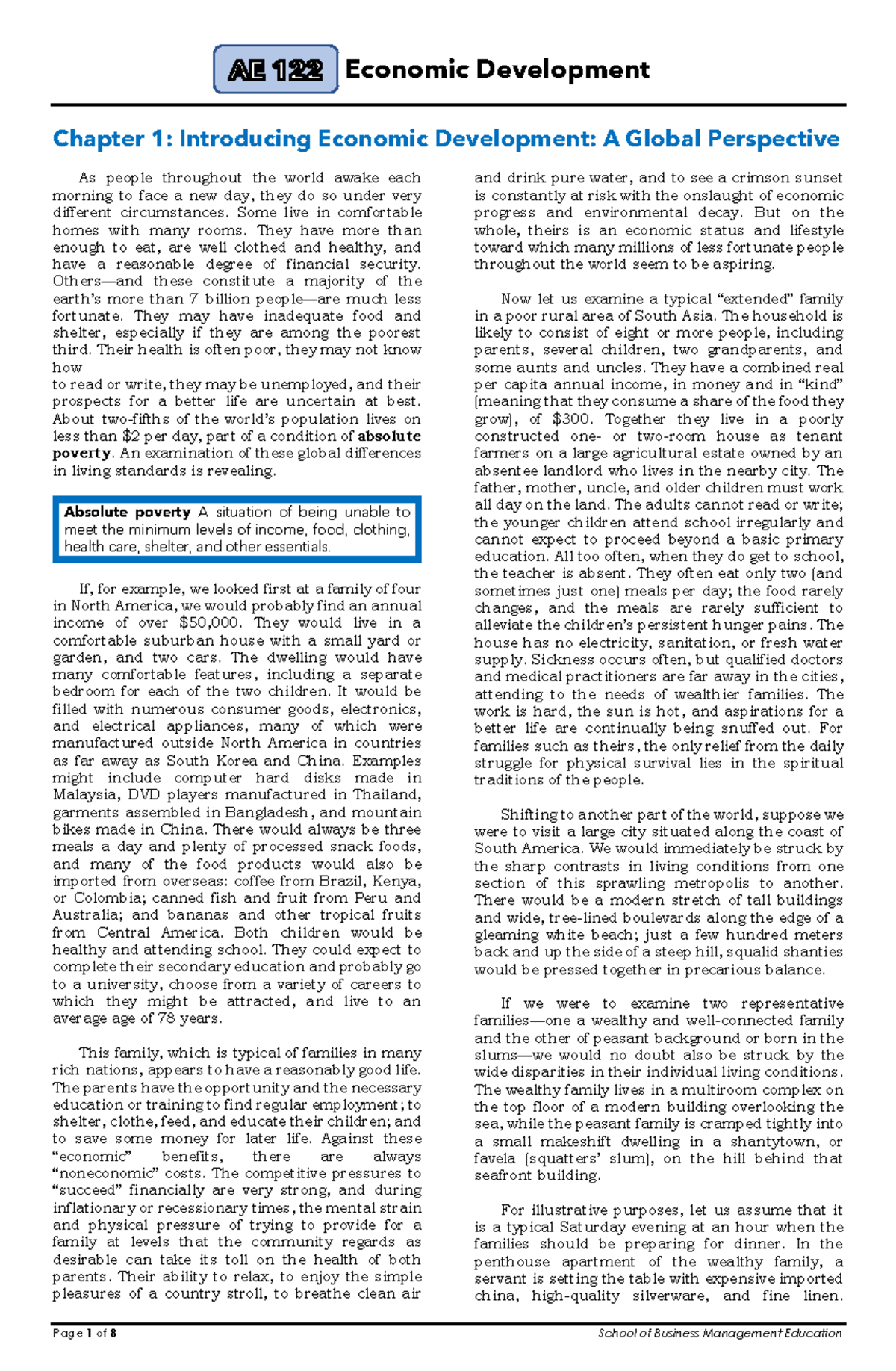 - Chapter 1- AE 122 Economic Development - AE 122 Economic Development ...
