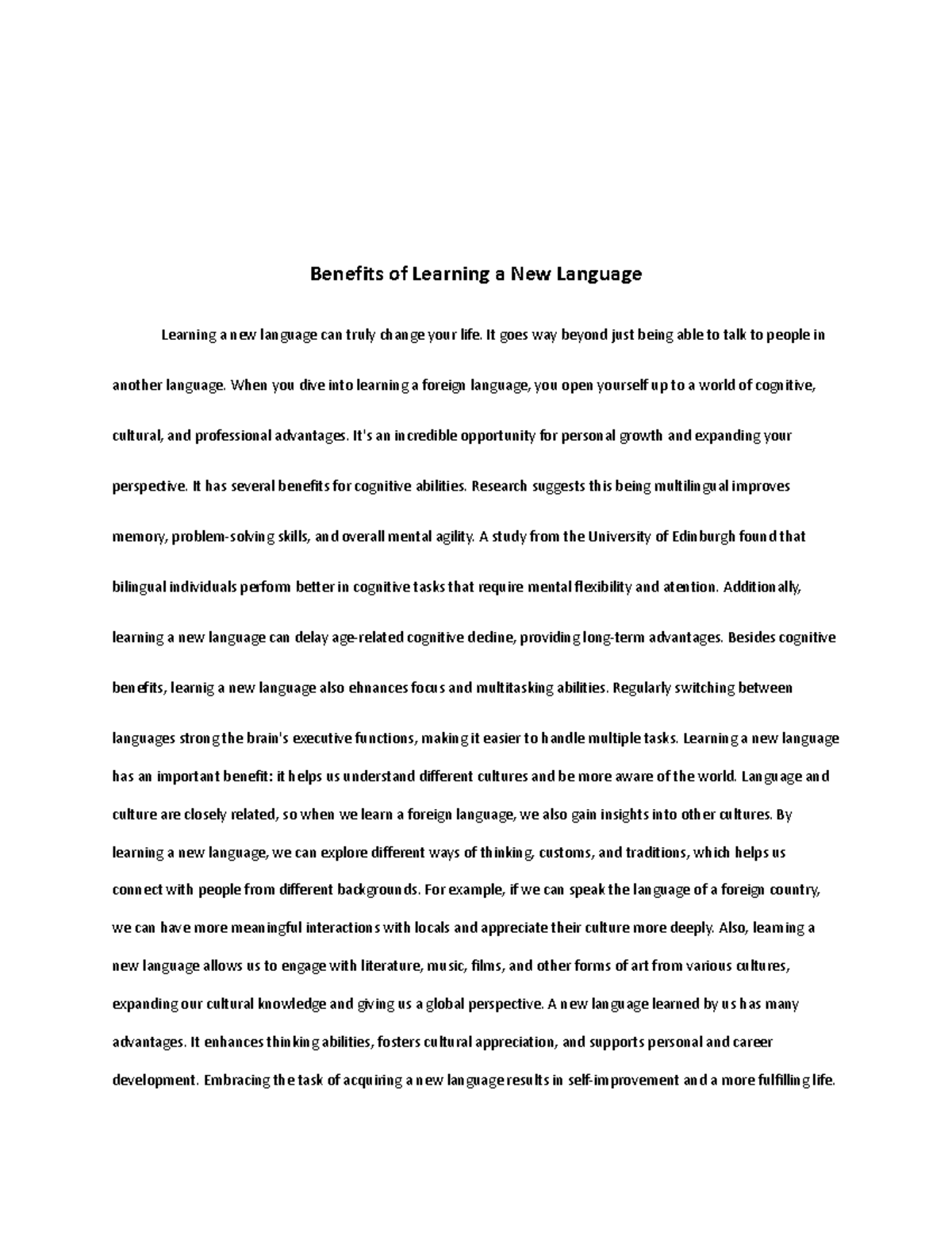 Benefits of Learning a New Language - Benefits of Learning a New ...