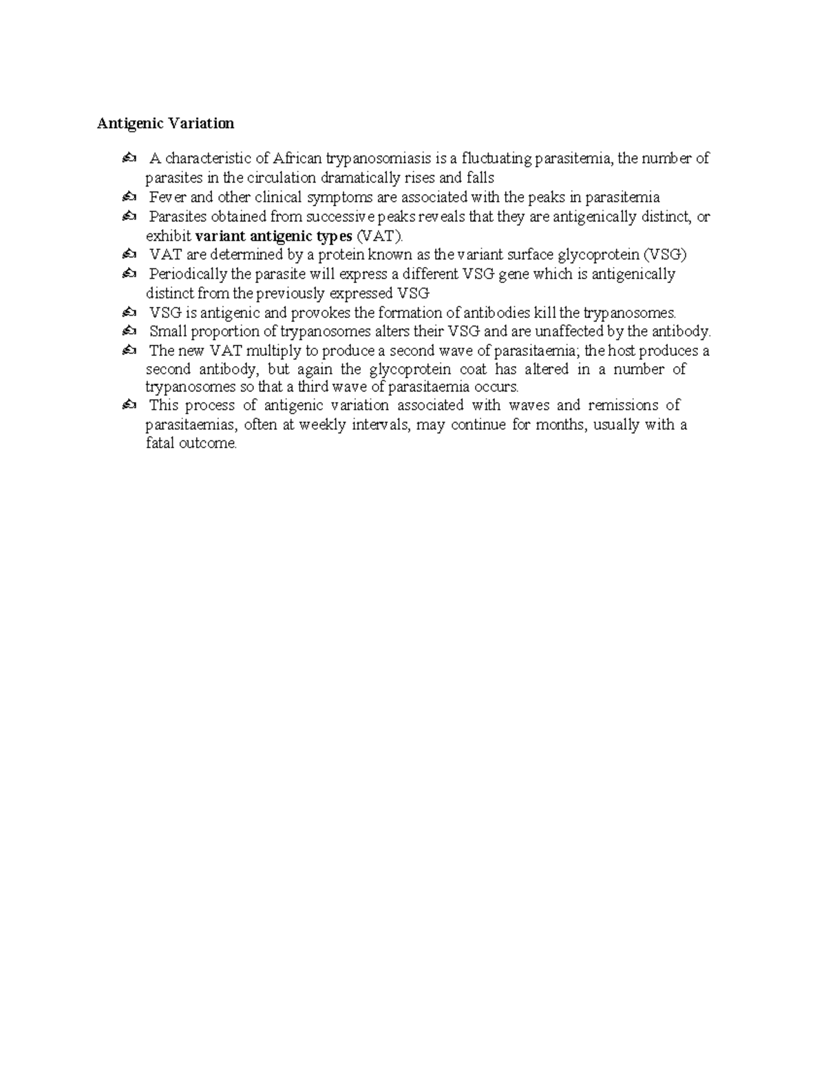 Antigenic Variation - ? VAT are determined by a protein known as the ...