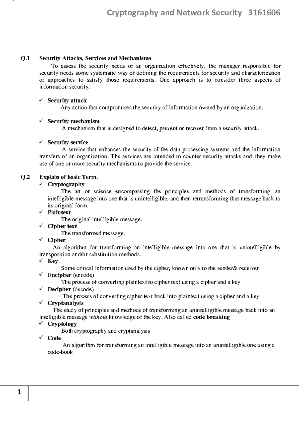 Cryptography And Network Security 3161606 Cryptography And Network