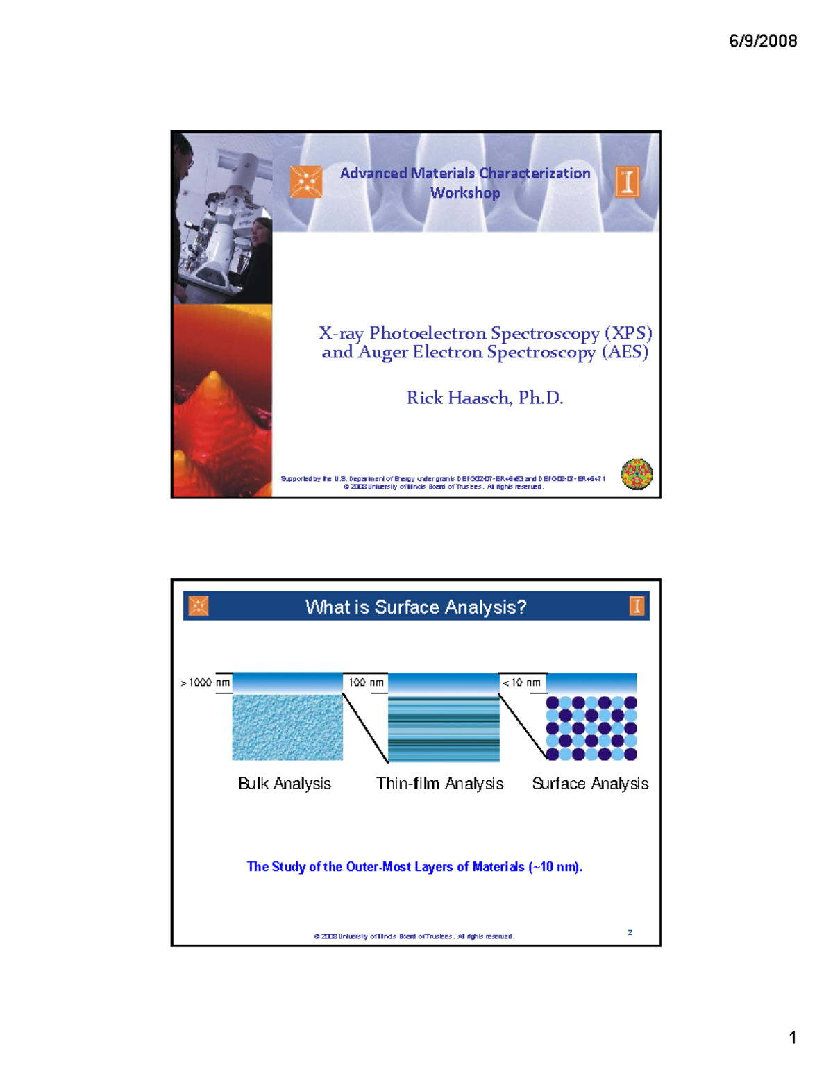 Workshop 08 Surface Analysis I Xpsaes handout final - Advanced ...