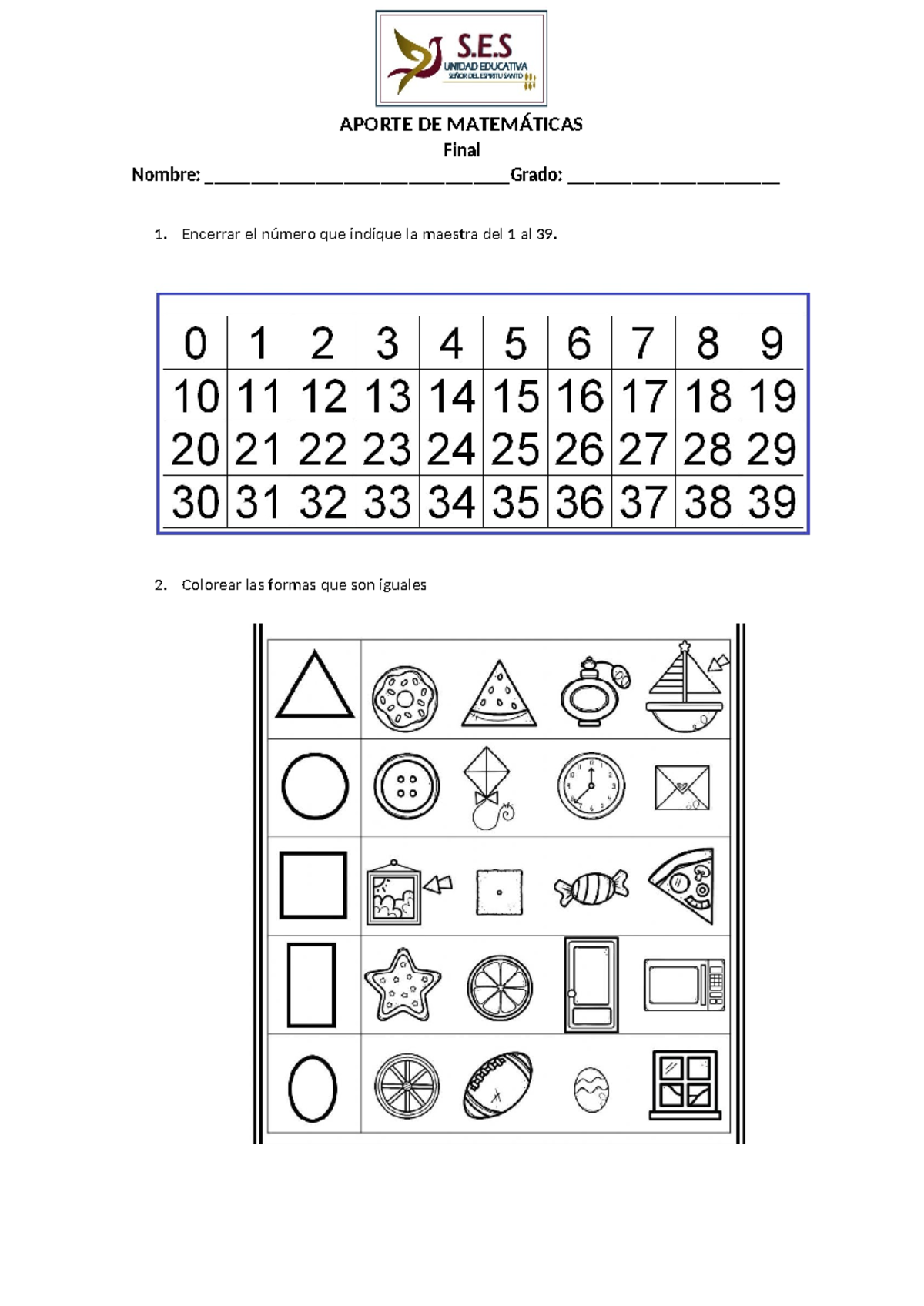 Aporter 3er trimestre I2A-I2B - APORTE DE MATEMÁTICAS Final Nombre ...