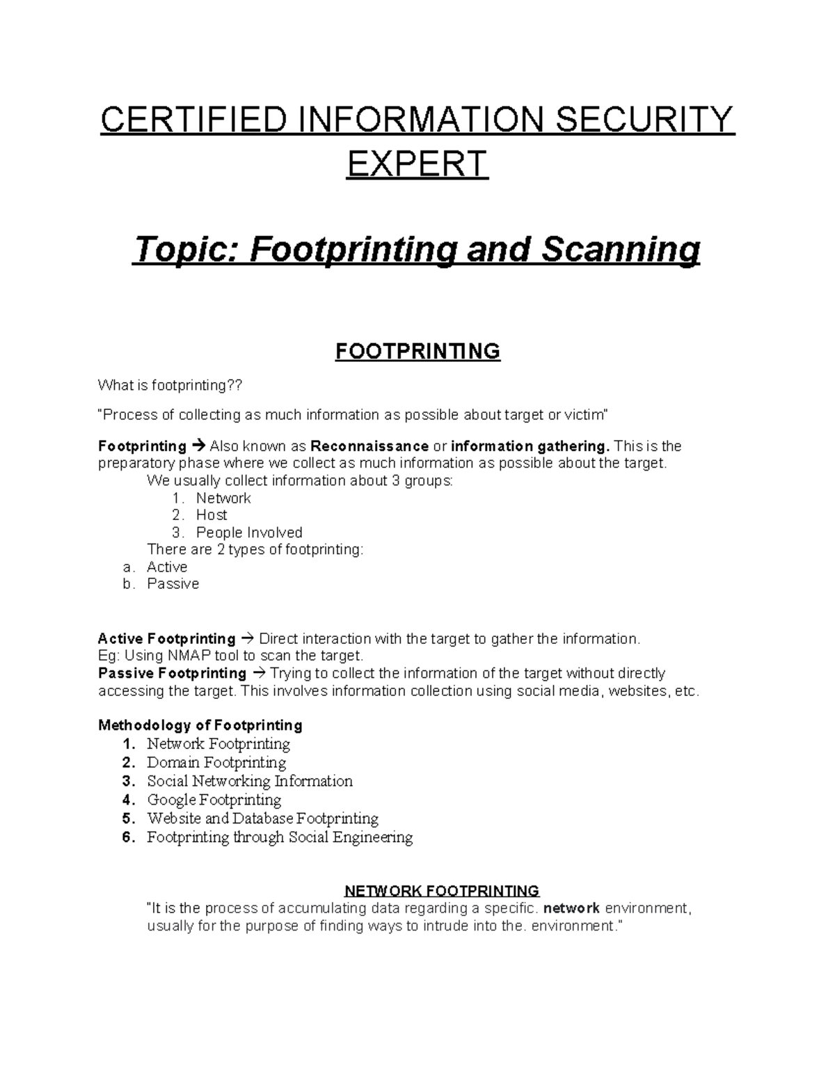 607663786 2 Footprinting Scanning - CERTIFIED INFORMATION SECURITY ...