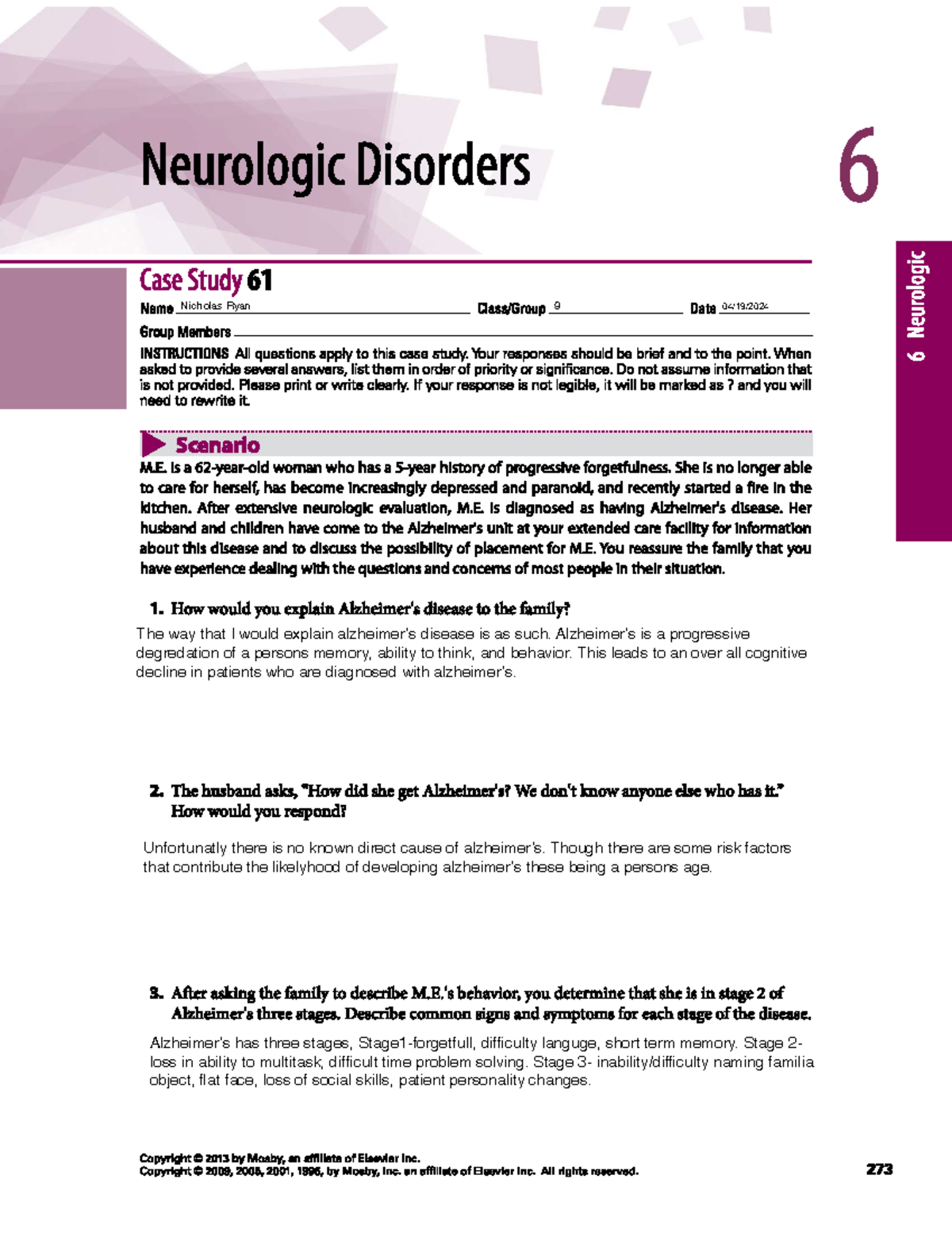 Neuro Case study # 61 - NUR 2300 - Studocu