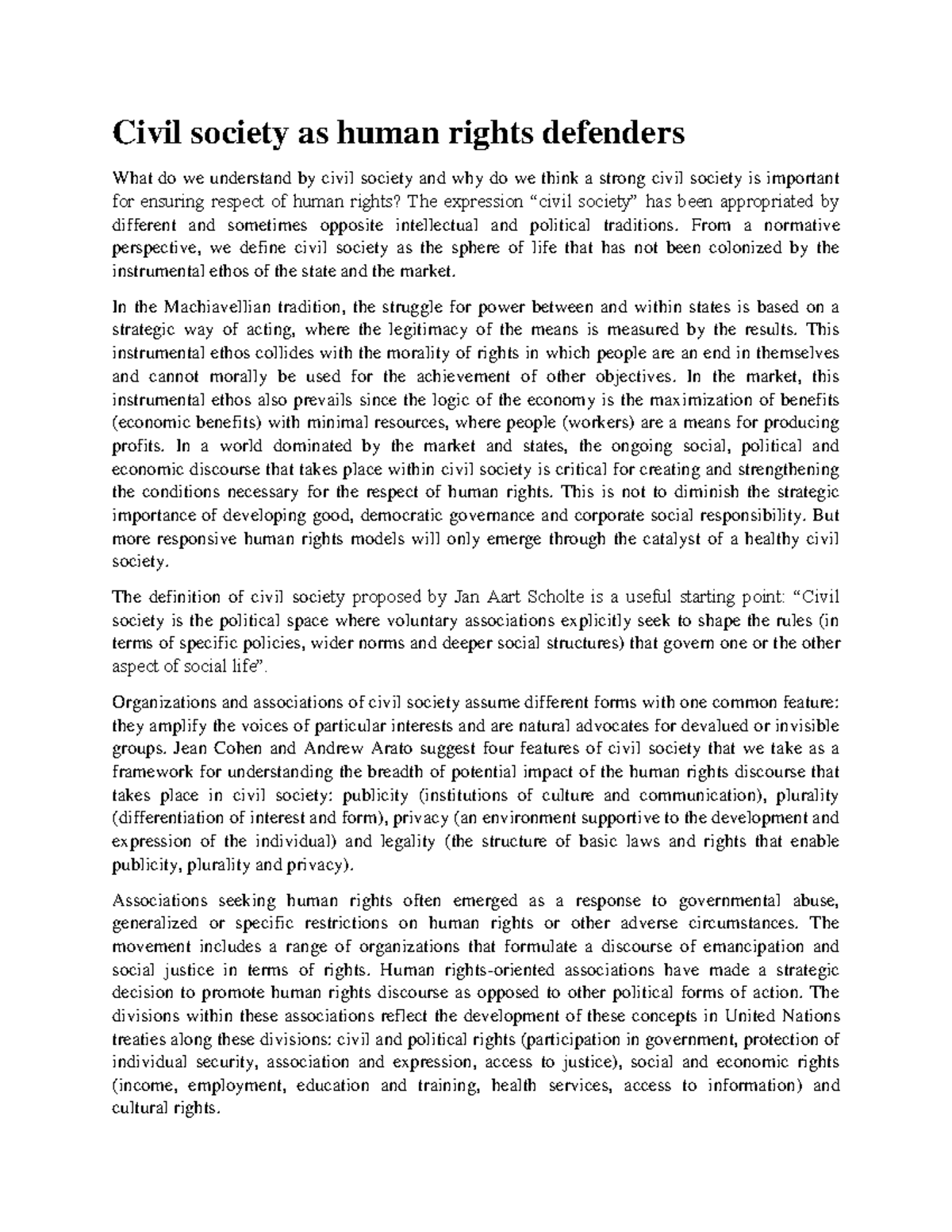 Civil society as human rights defenders - From a normative perspective ...