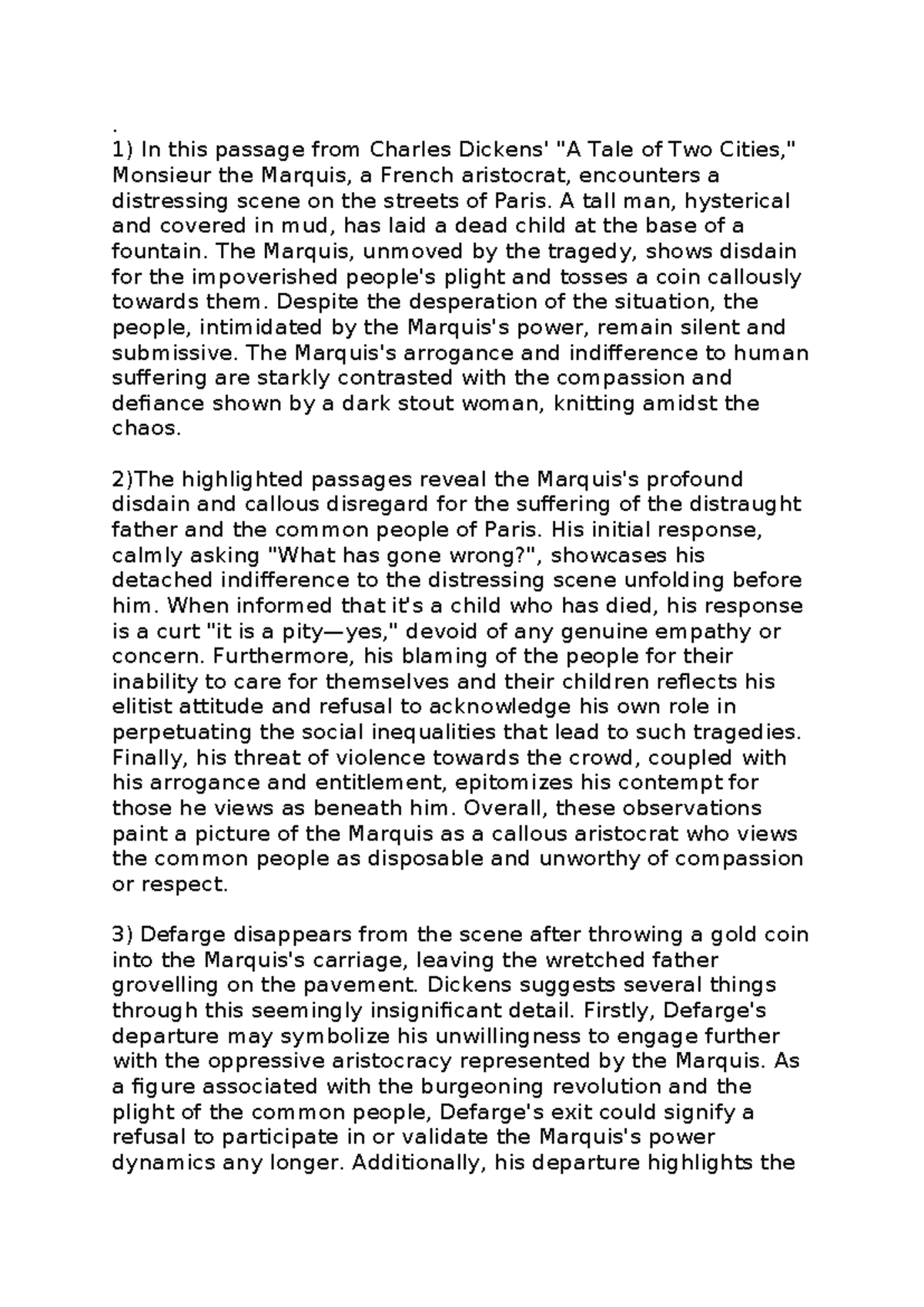 Answers for Dickens worksheet - . In this passage from Charles Dickens ...