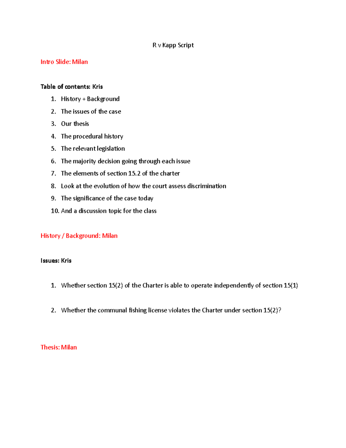 R v Kapp Script - case summary of r v kapp - R v Kapp Script Intro ...