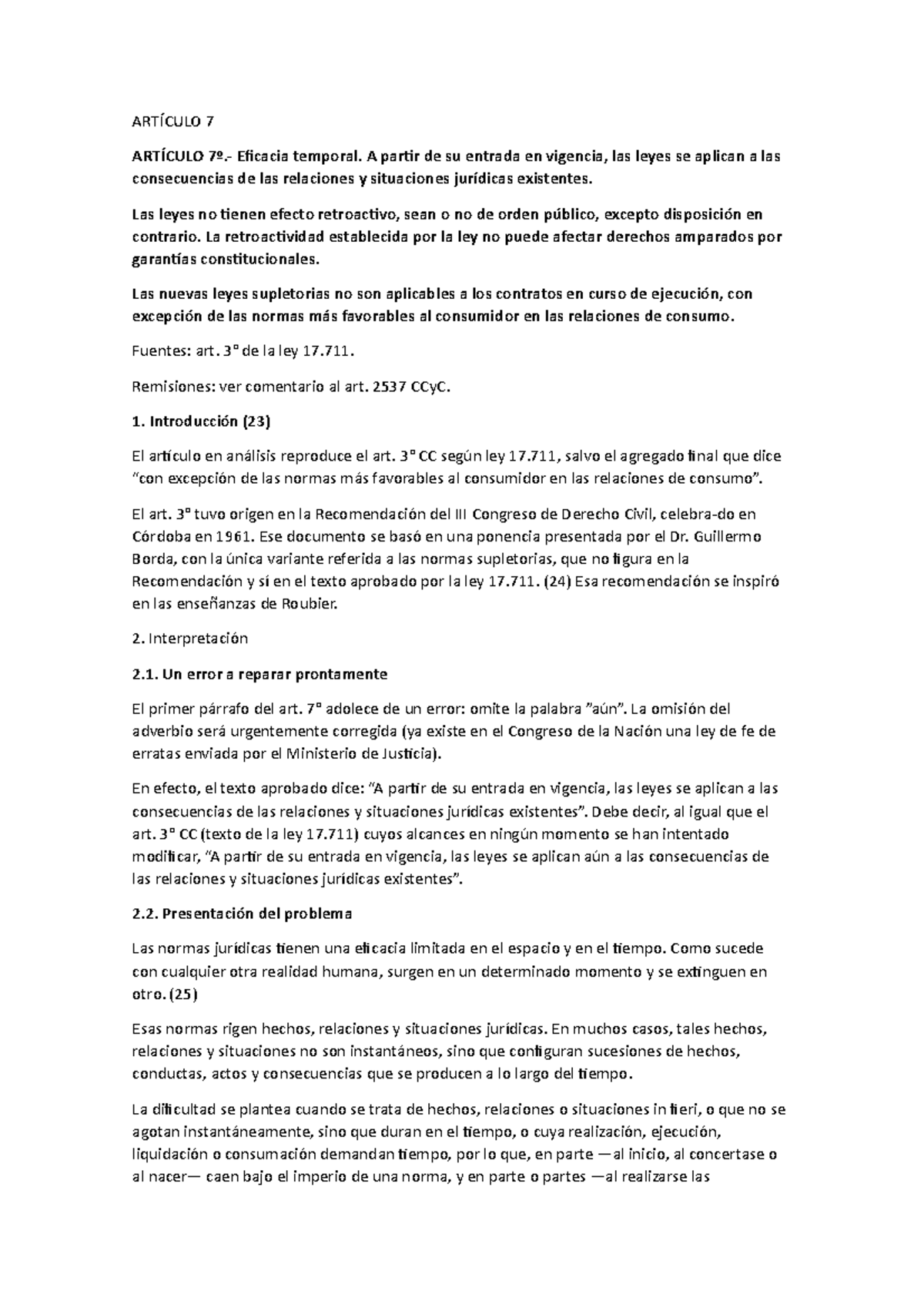 Artículo 7 Irretroactividad DE LA LEY - ARTÍCULO 7 ARTÍCULO 7º ...