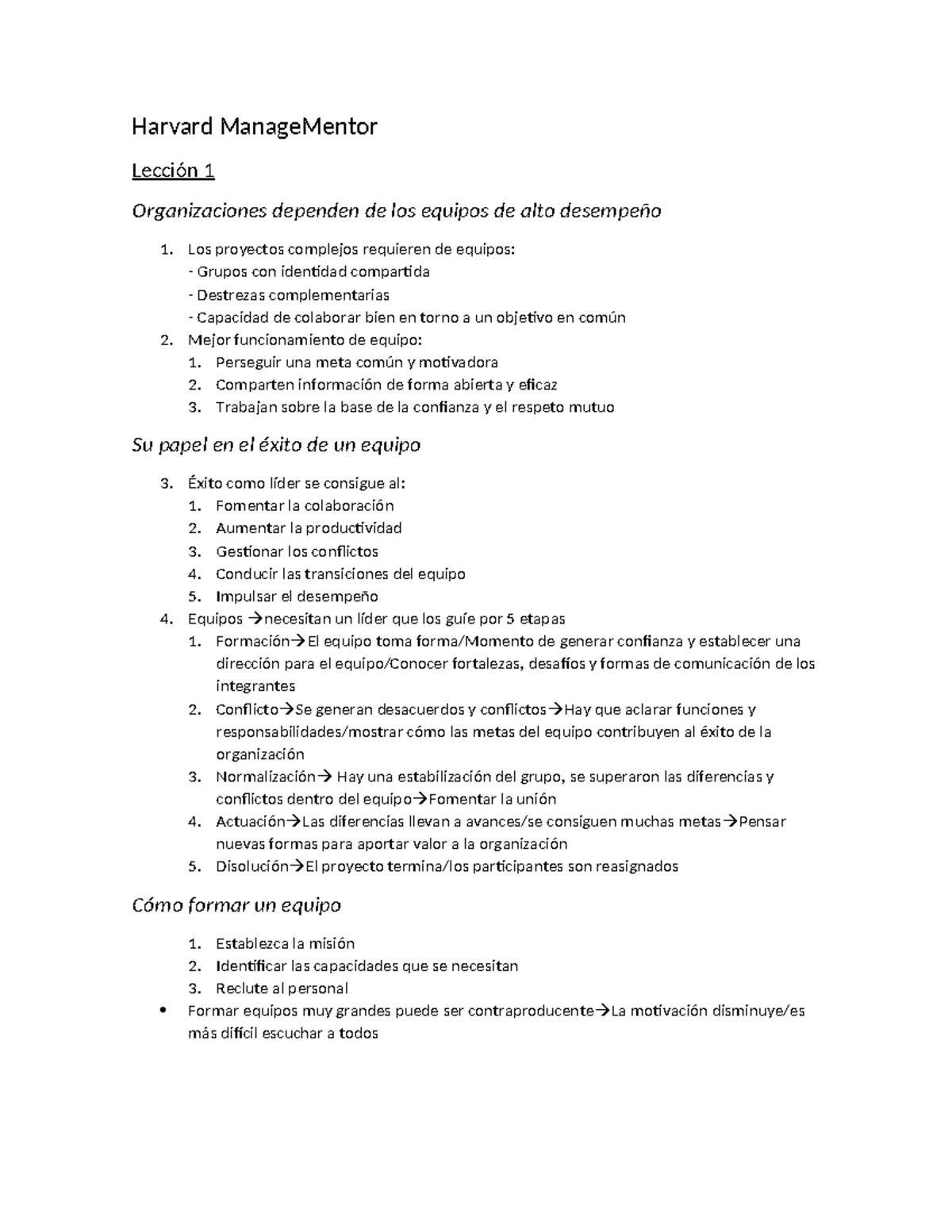 Harvard Manage Mentor Cap 1 - Harvard ManageMentor Lección 1 ...
