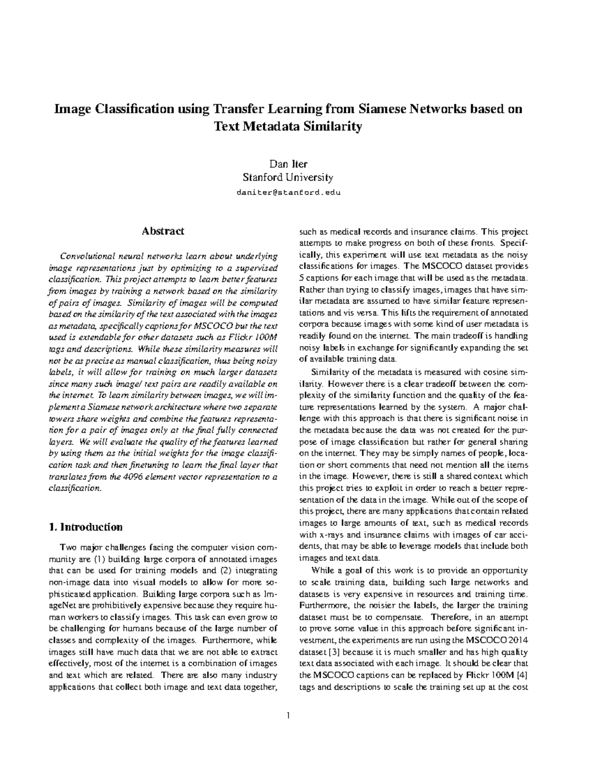 Image classification using transfer learning from siamese networks based ontext metadata ...