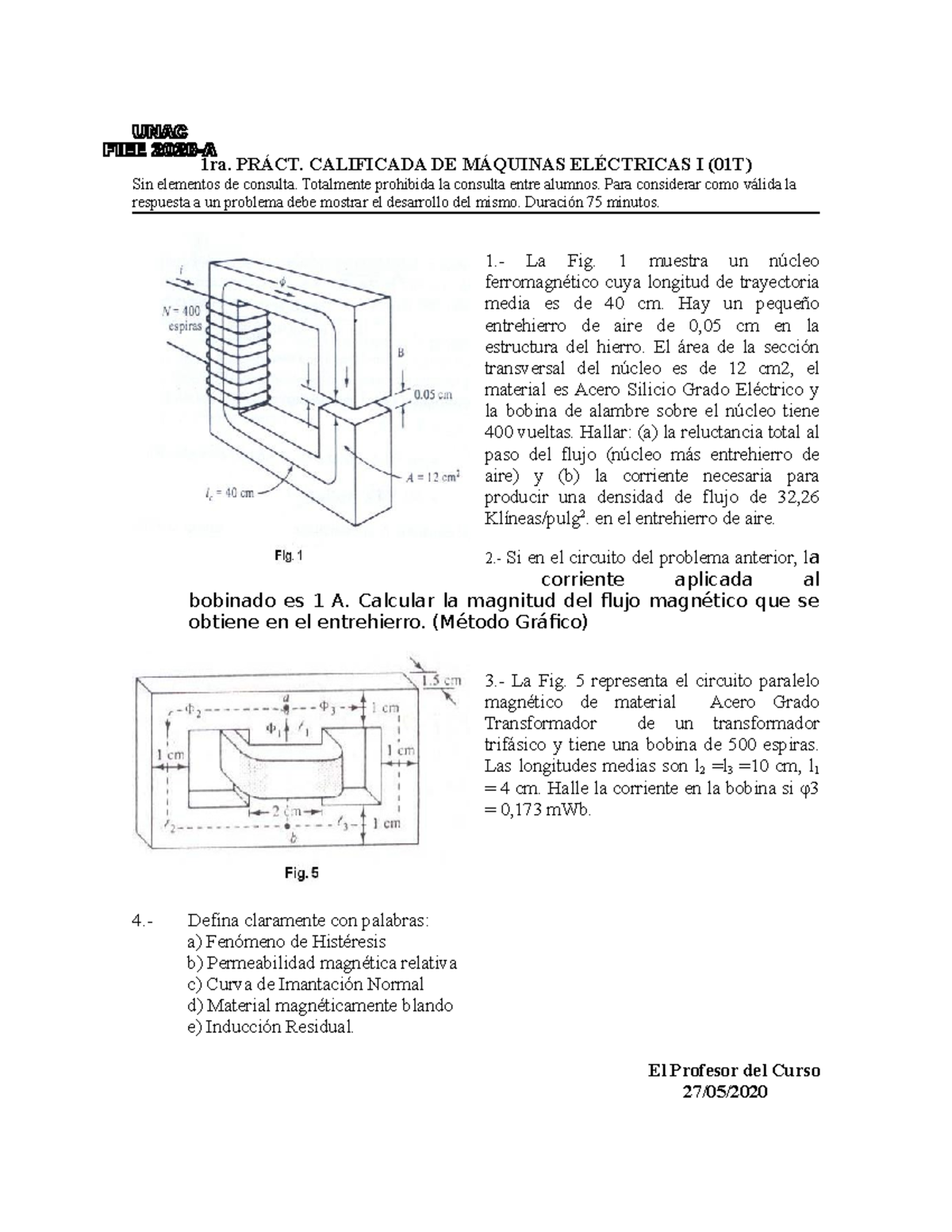 1ra Pc Maq Elec Est 2020 A 1ra PrÁct Calificada De MÁquinas