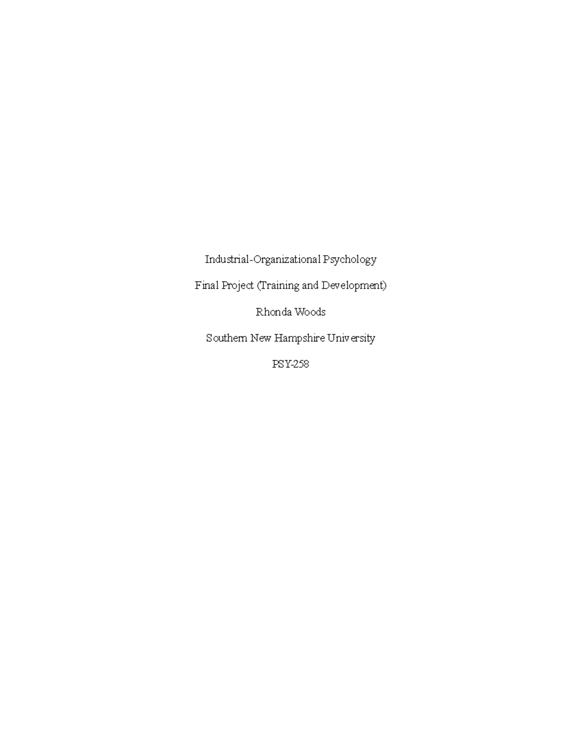 Final project - Industrial-Organizational Psychology Final Project ...