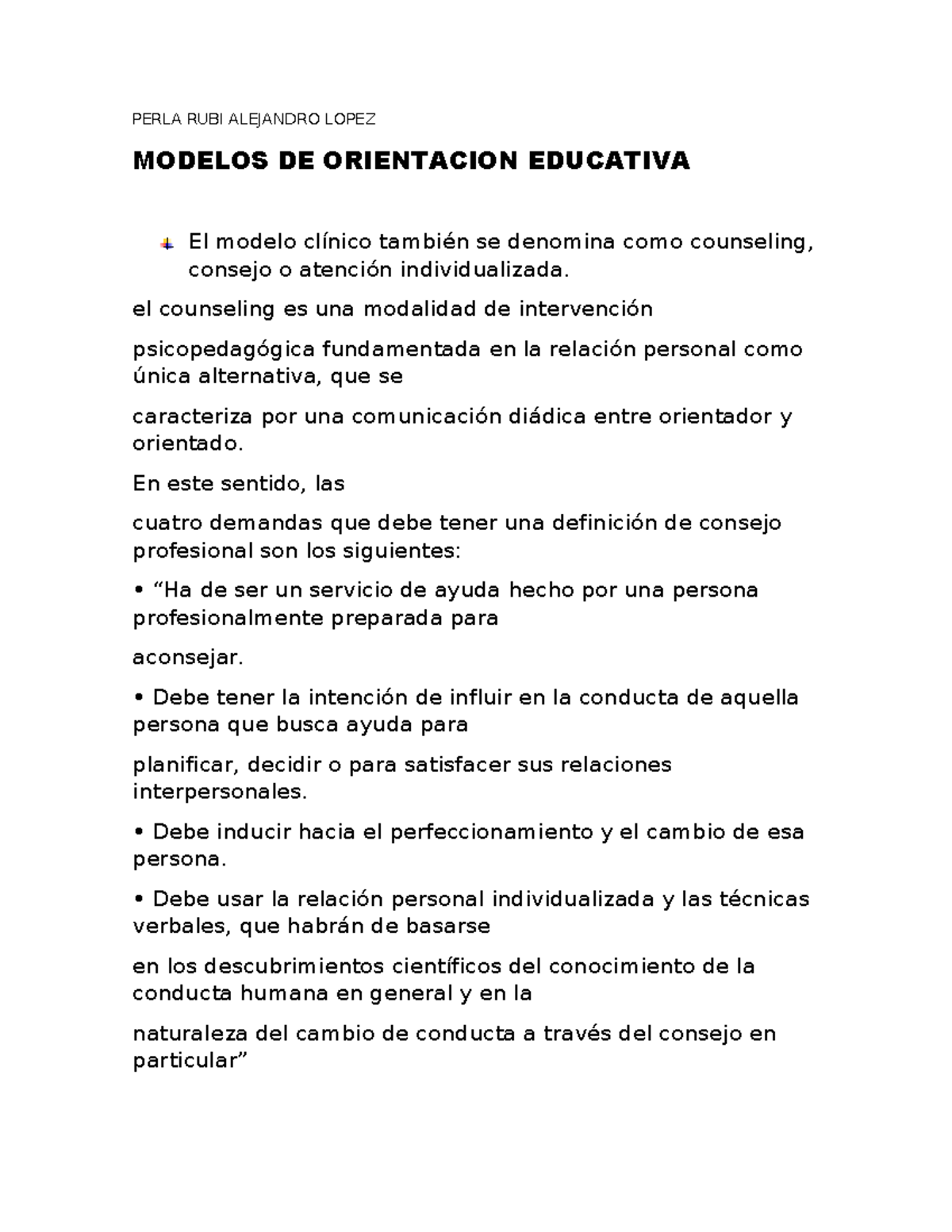 Modelos DE Orientacion Educativa - PERLA RUBI ALEJANDRO LOPEZ MODELOS DE ORIENTACION EDUCATIVA ...