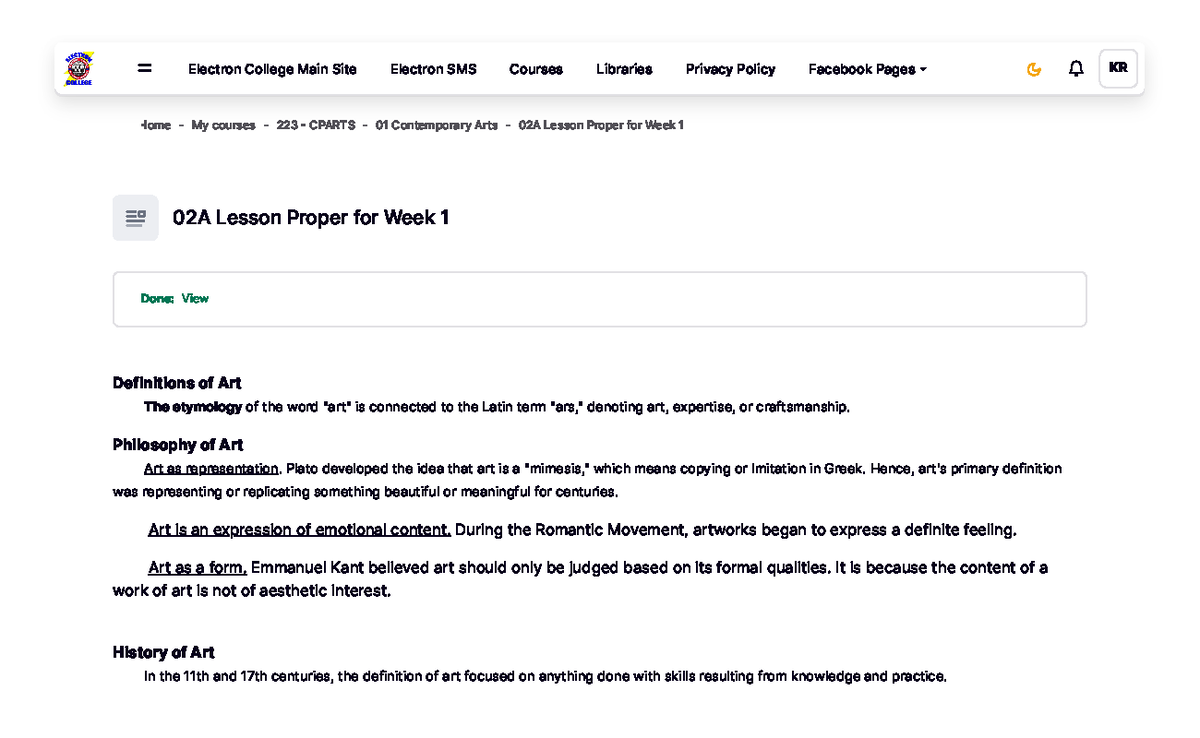 223 - Cparts 02A Lesson Proper for Week 1 - Done: View Definitions of ...