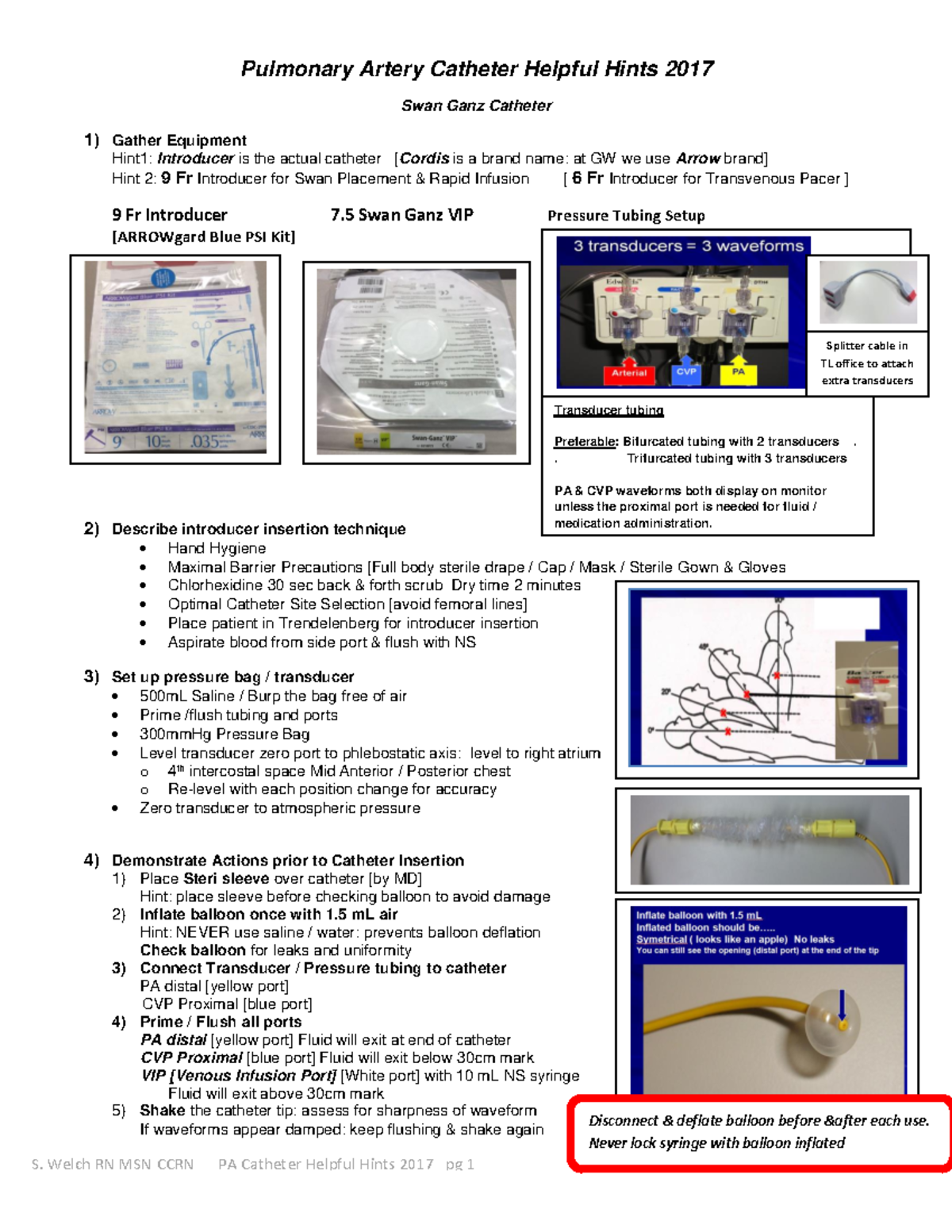 Pulmonary Artery Catheter [Swan Ganz] Helpful Hints 2018 - Pulmonary ...