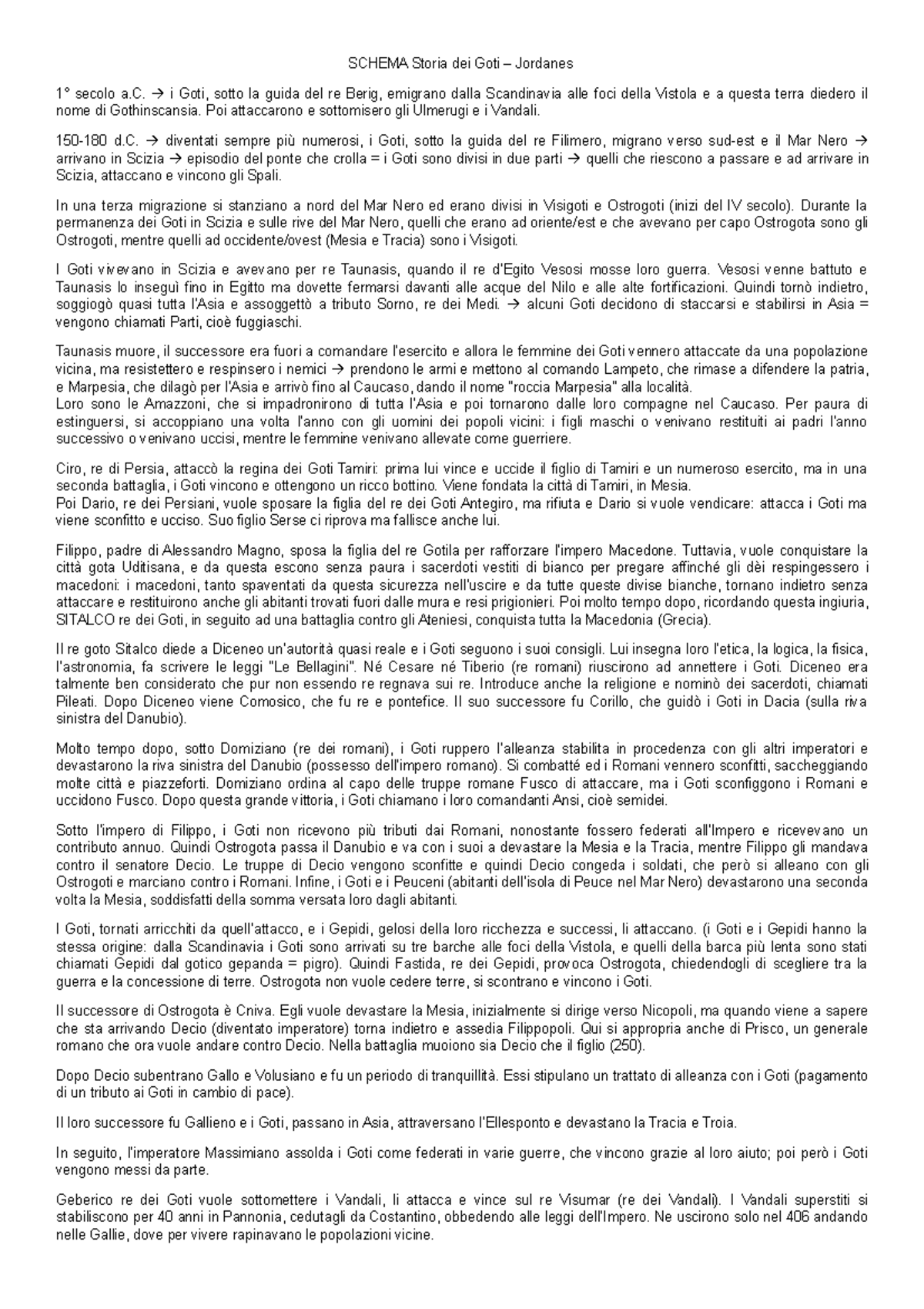 Storia dei Goti - Jordanes - SCHEMA Storia dei Goti – Jordanes 1 ...