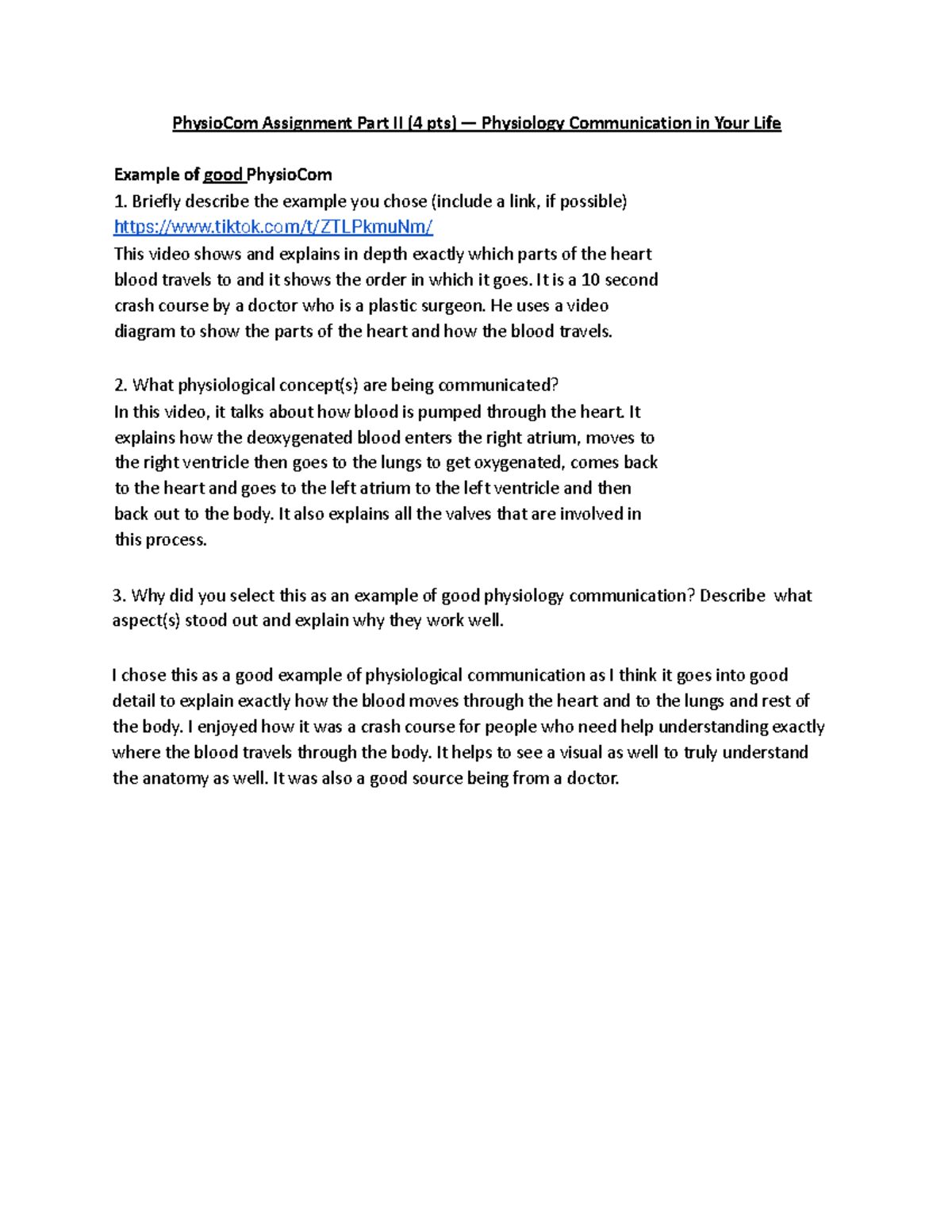 Physio Com Assignment Part II - Briefly describe the example you chose (include a link, if ...