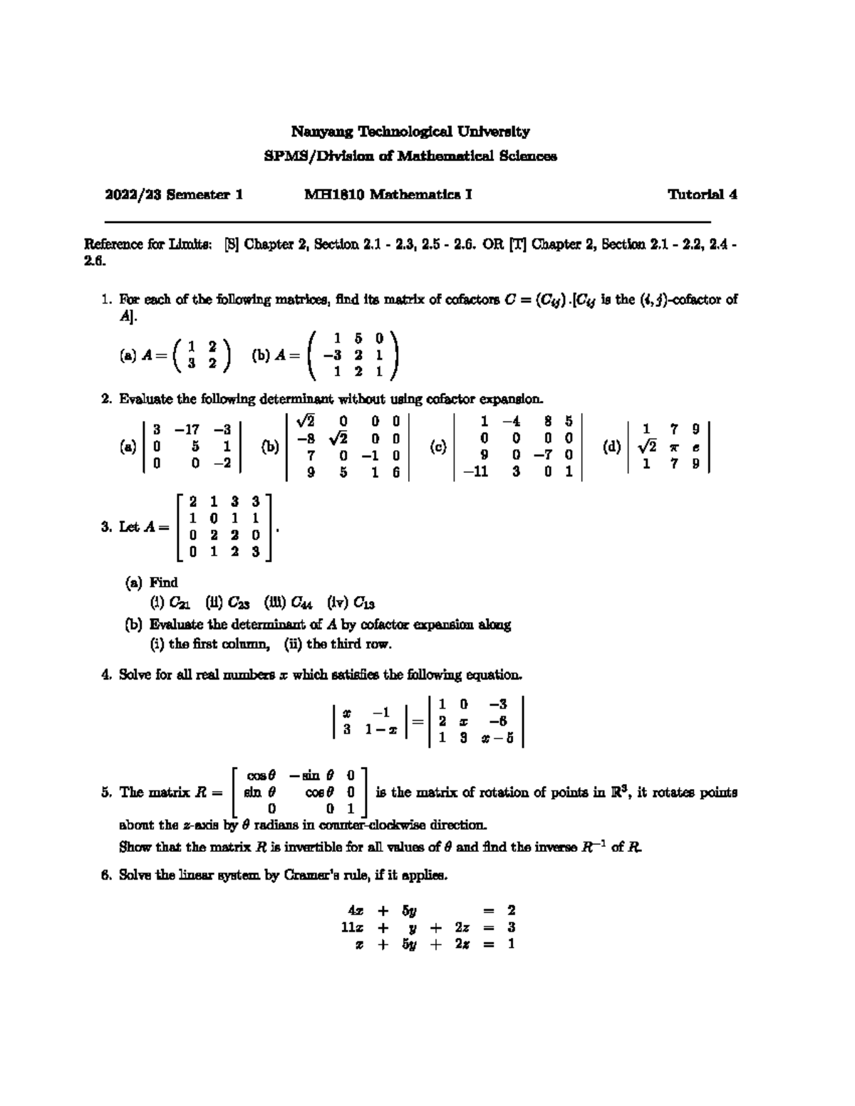 Tutorial 4 - Nil - MH1810 - Studocu