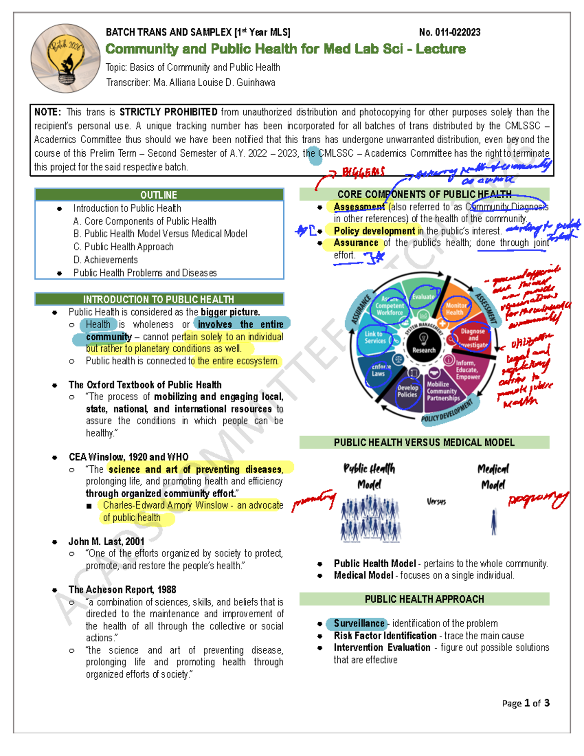 LEC Community And Public Health - A C A D S C O M M I T T E E B A T C H ...