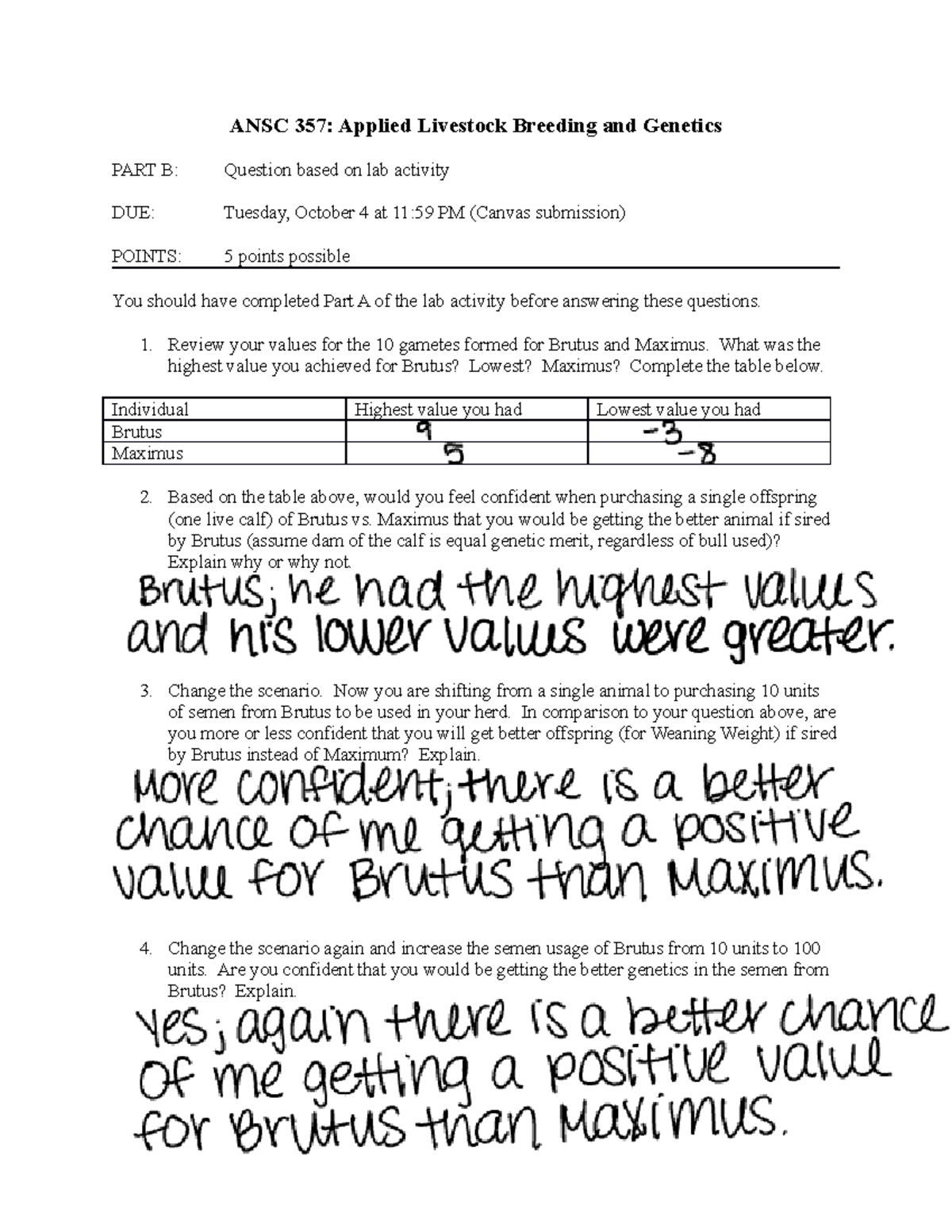 Lab exercise part B - Worksheet for applied livestock breeding and ...