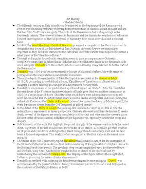 Art History- Module 1 Notes - Art History- Module 1 Notes The purpose ...