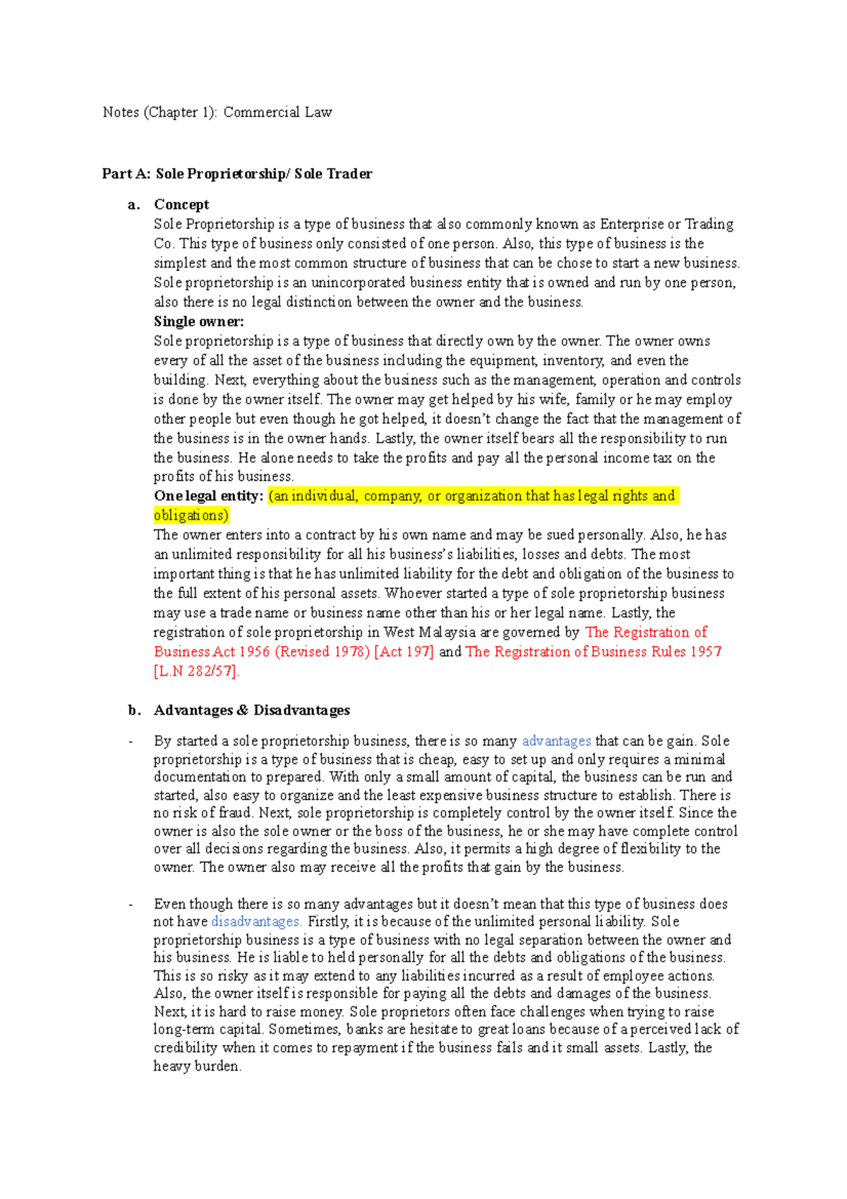 Chapter 1 (SP) intro to commercial law - Notes (Chapter 1): Commercial ...