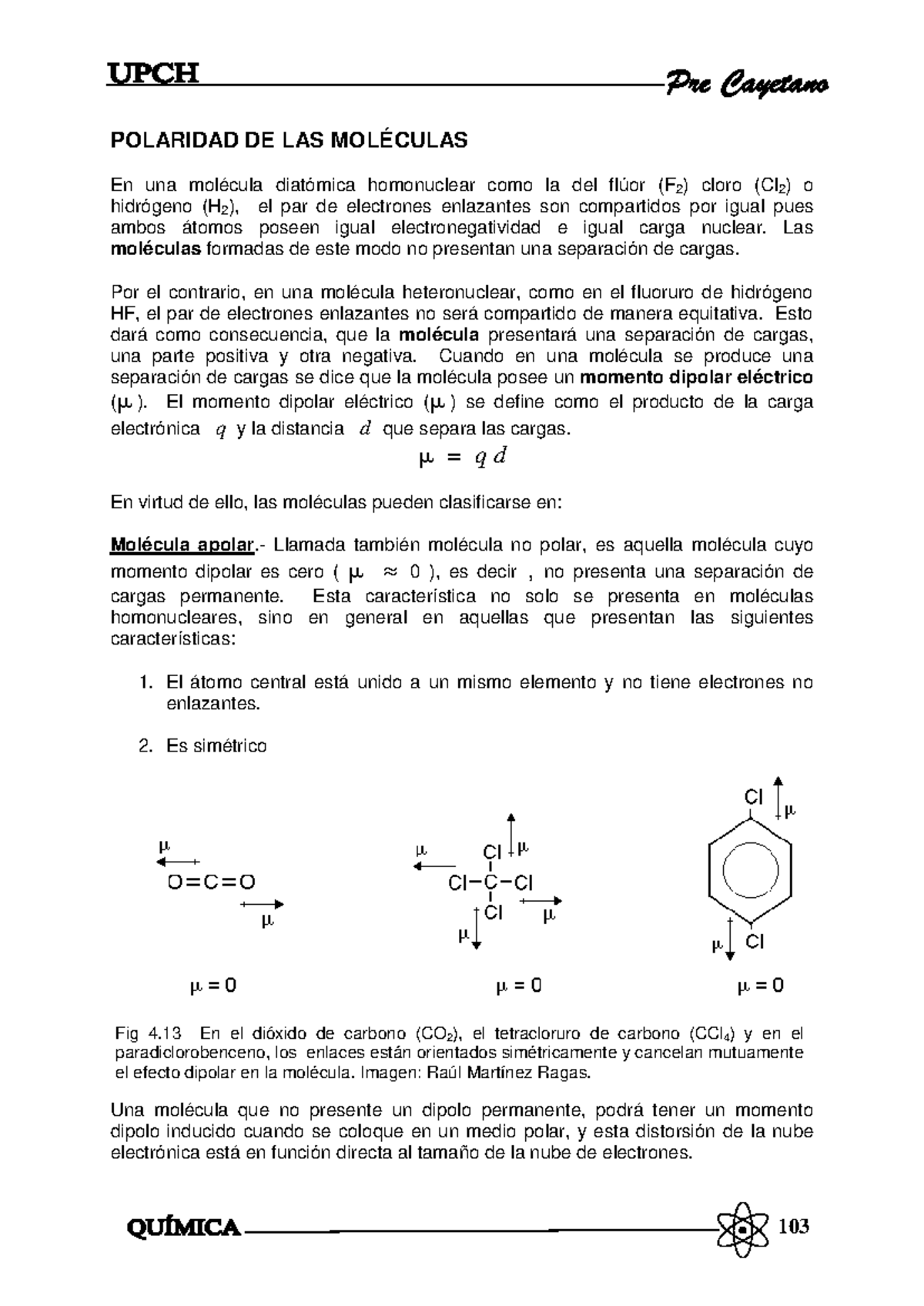 Teoria Semana 7 - quimica - POLARIDAD DE LAS MOLÉCULAS En una molécula diatómica homonuclear ...