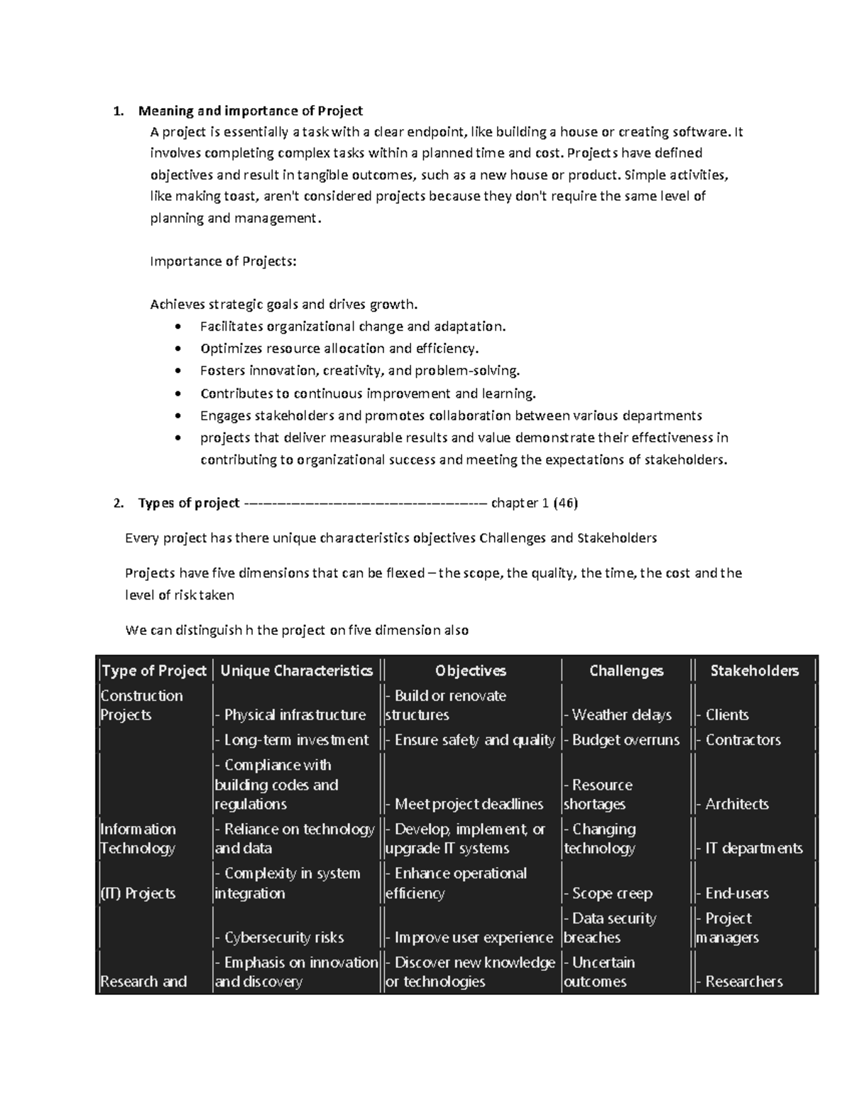 Project management - Meaning and importance of Project A project is ...
