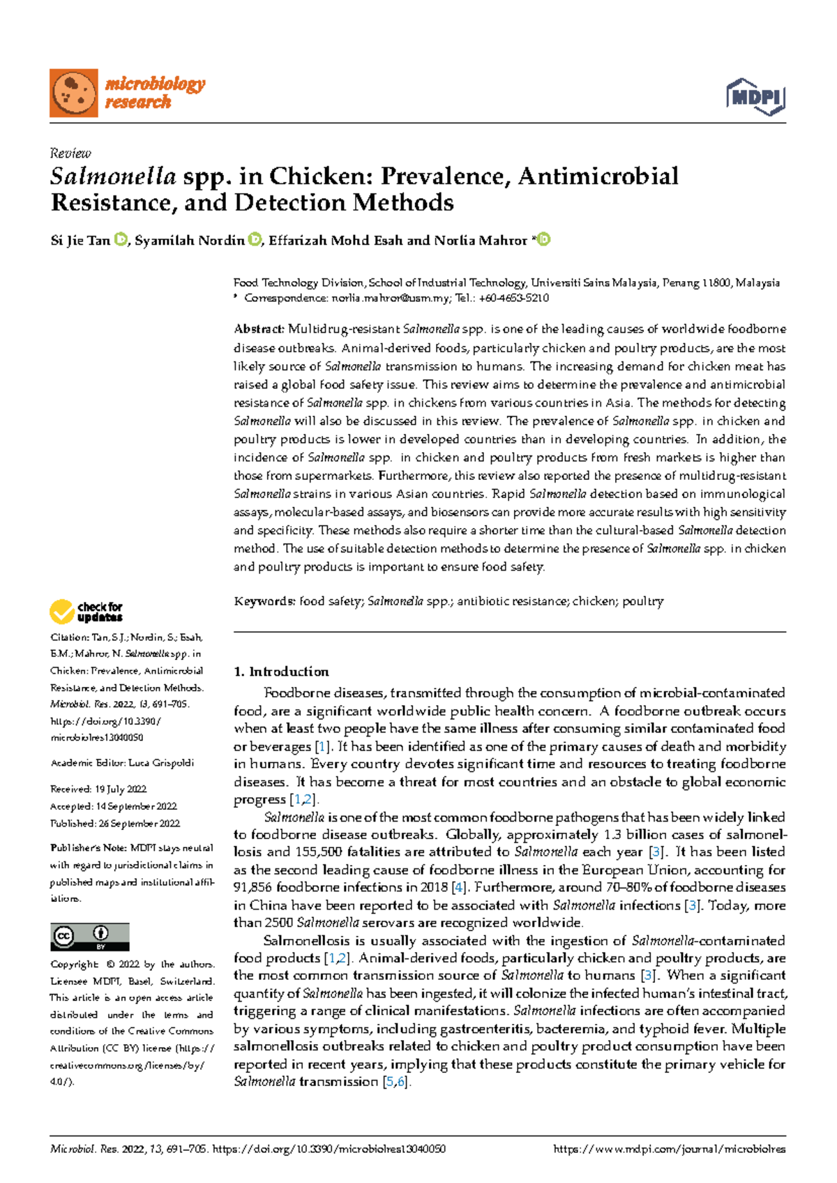 Salmonella 3 - journal article - Citation: Tan, S.; Nordin, S.; Esah, E ...