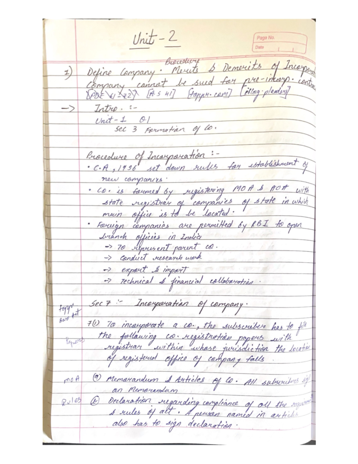 Unit 2 Notes Company Law Kslu Studocu