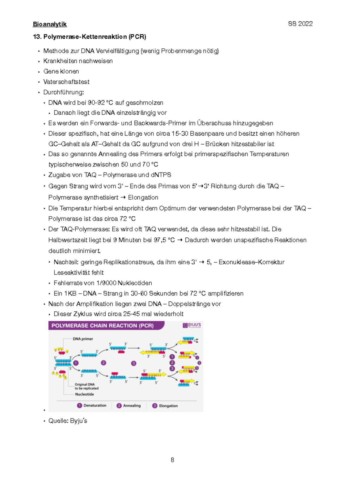 Bioanalytik Zusammenfassung 8-11 - Polymerase-Kettenreaktion (PCR ...