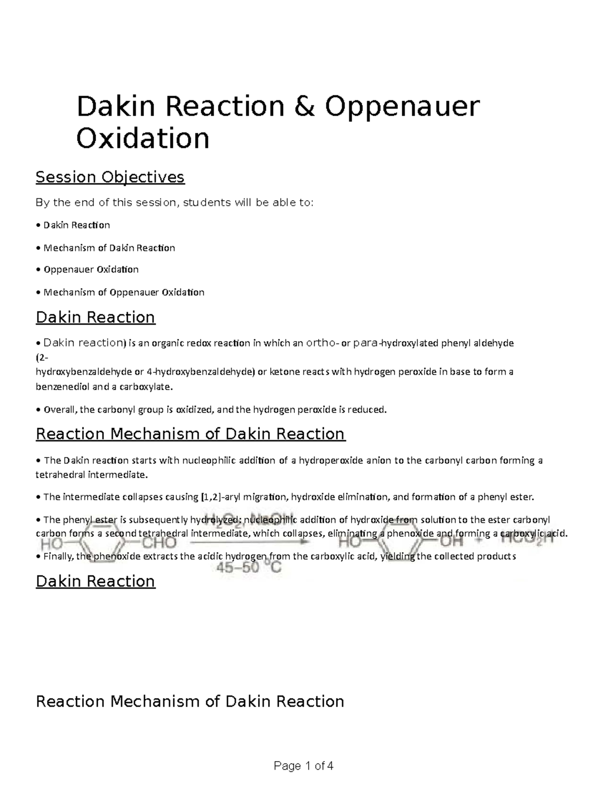 Chapter - 30 Dakin Reaction Oppenauer Oxidation - Dakin Reaction ...