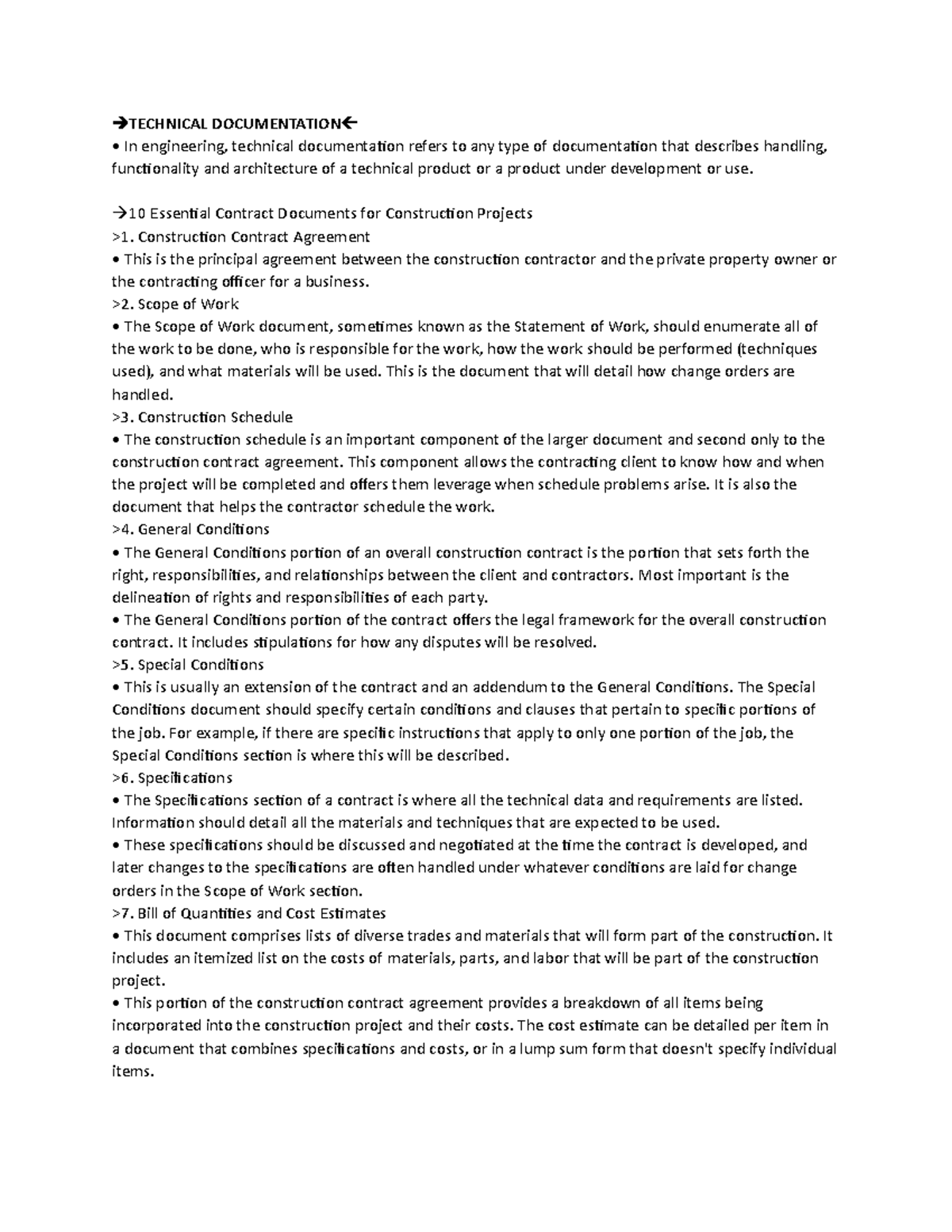 Technical Documentation - 10 Essential Contract Documents for ...