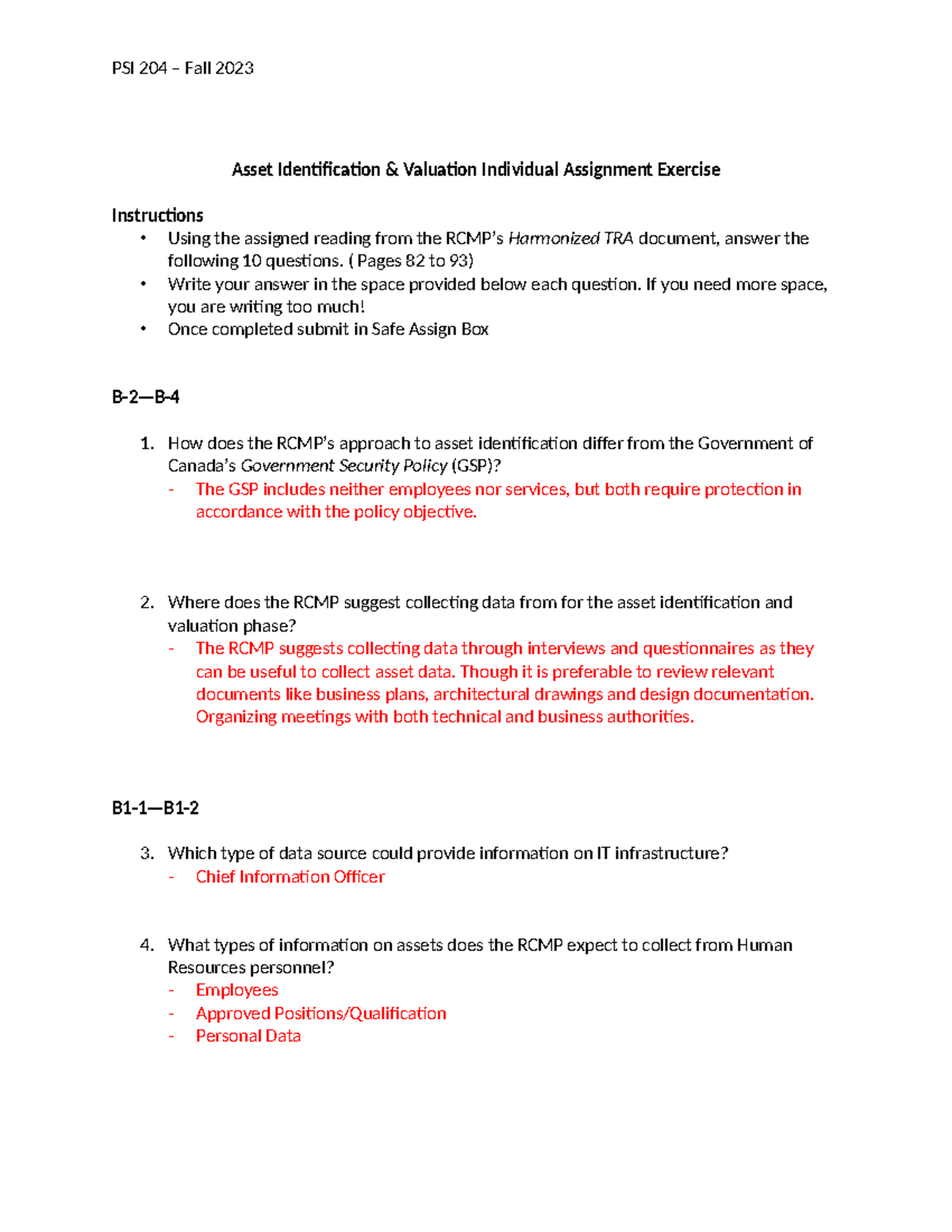 Asset Identification and Valuation Individual Exercise - PSI 204 – Fall ...