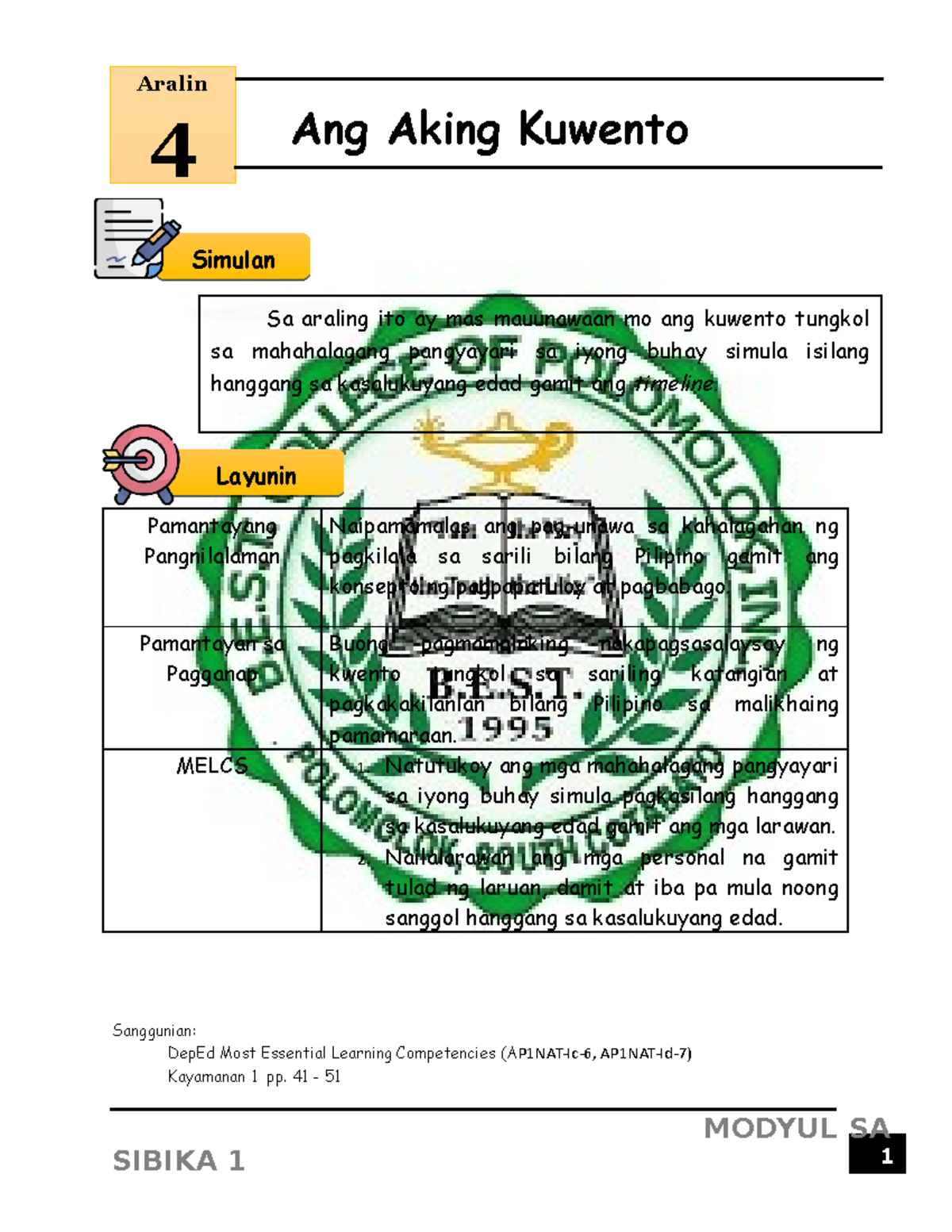 Aralin 4 -Ang Aking Kuwento - l Sanggunian: DepEd Most Essential ...