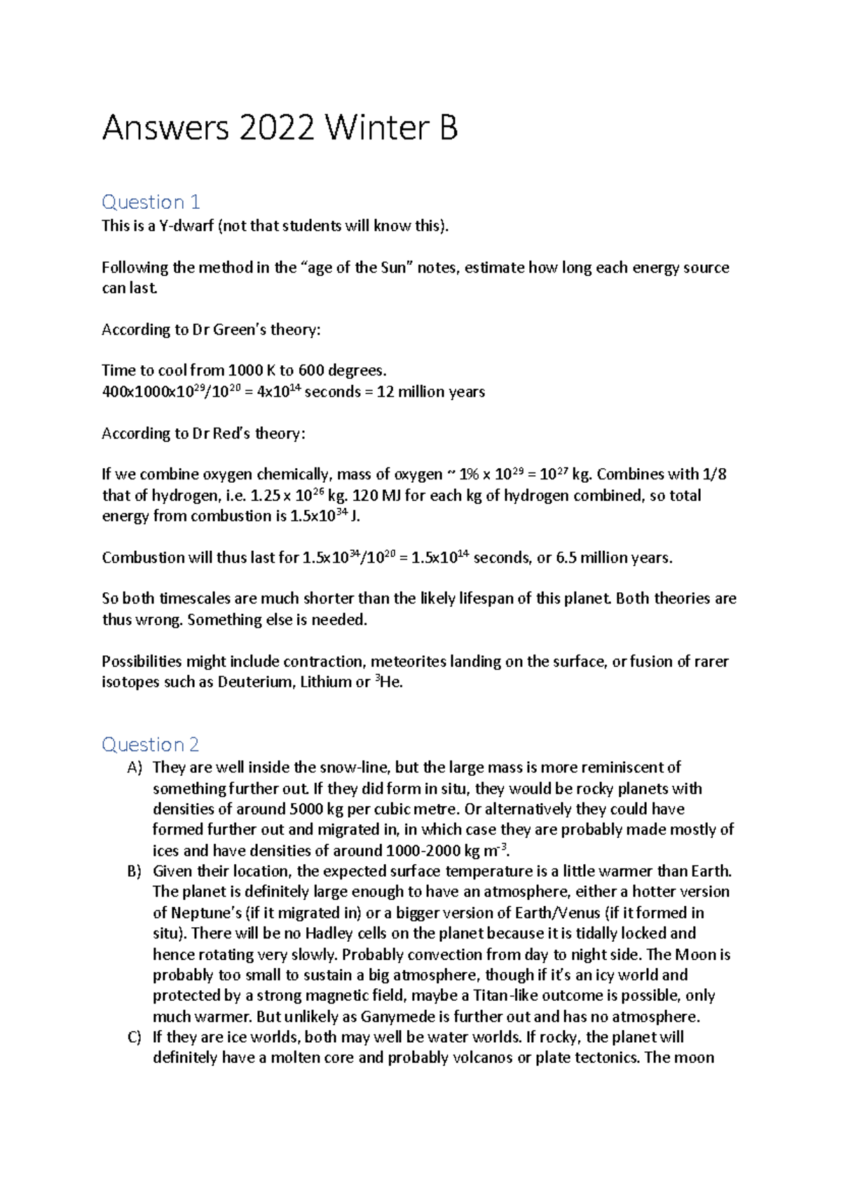 Winter 2022 Exam Answers - Answers 2022 Winter B Question 1 This is a Y ...