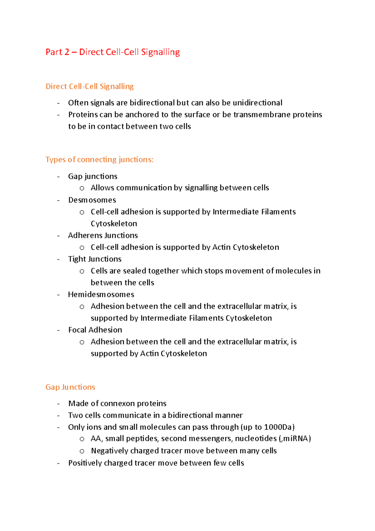 Week 30 CMB pt2 direct cell cell signalling - Part 2 – Direct Cell-Cell ...